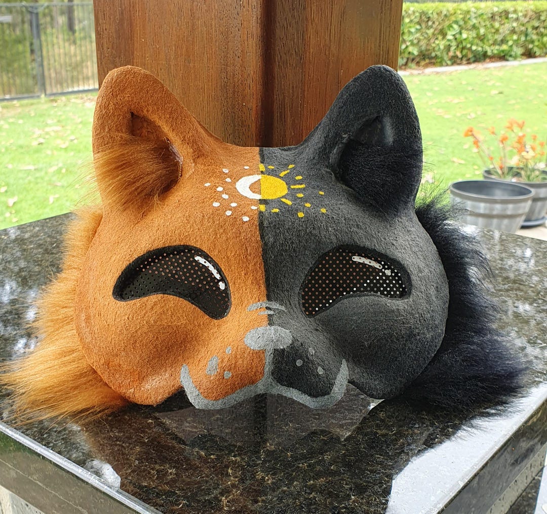 ON HOLD Sun and Moon Chimera Cat Mask - Etsy