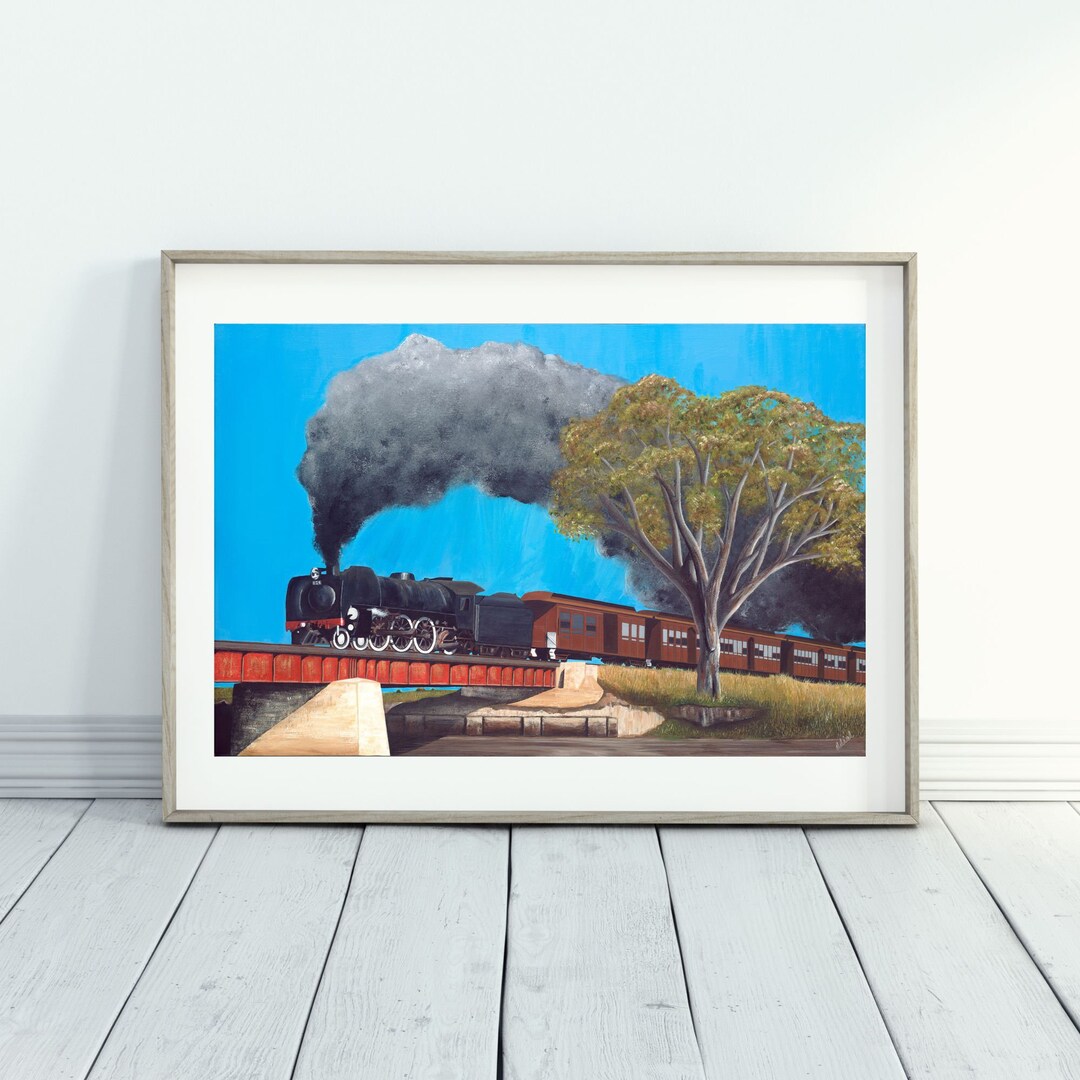 Australian Steam Train Art Print: Acrylic Painting, 624 to Willunga - Etsy