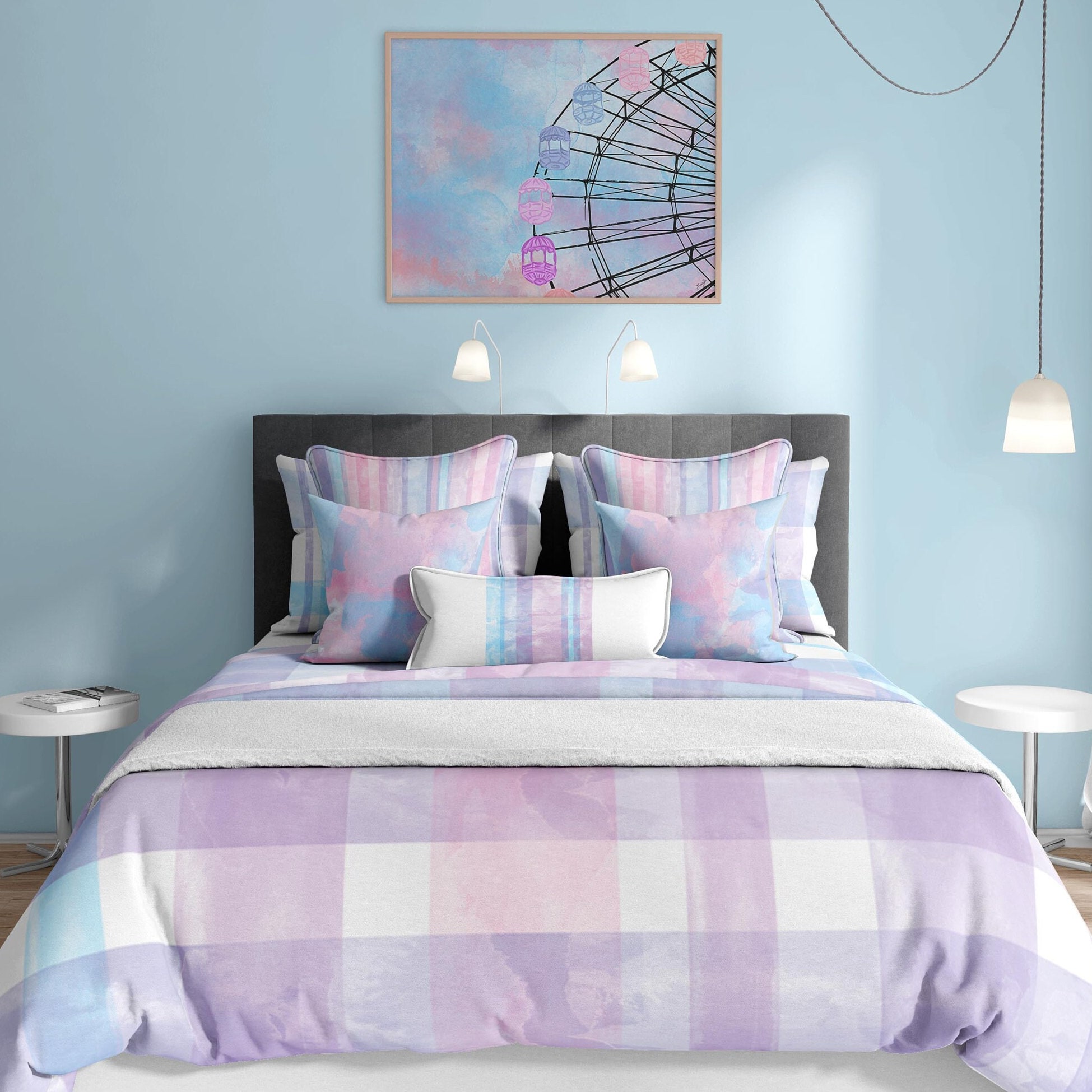 Pastel Plaid Ferris Wheel Pop Art - Etsy