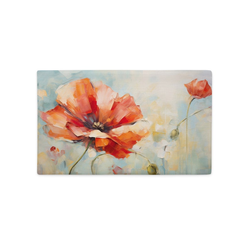 Pretty Poppy Single Centered Flower Pillow Cover, Modern Floral ...