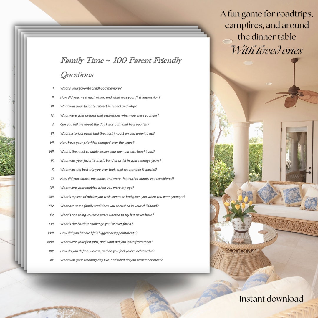 Family Bonding Question Game, Fun Conversation Starters, for Family ...