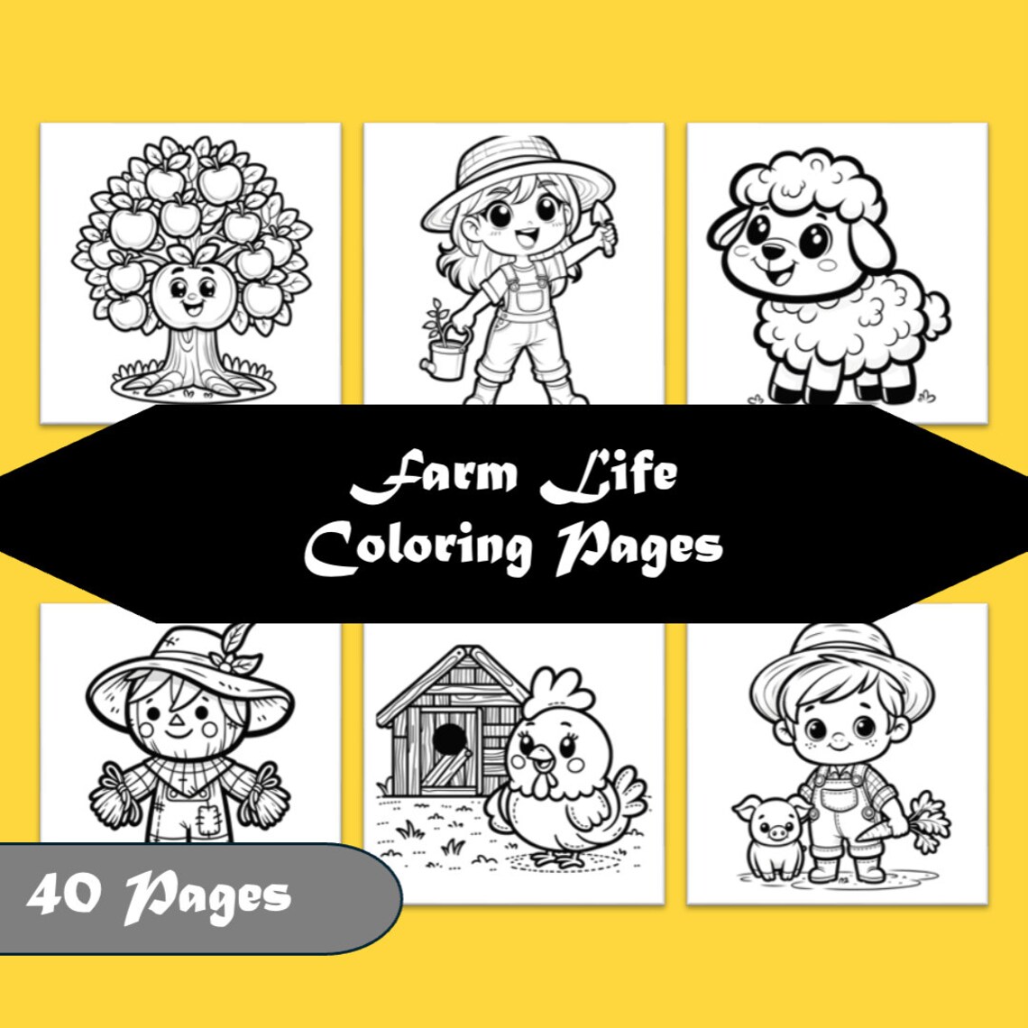 Farm Animals Coloring Pages 40 Printable Coloring Book Pages for Kid ...