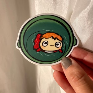 Ponyo in Bucket Sticker| Studio Ghibli Inspired| Vinyl Sticker - Etsy