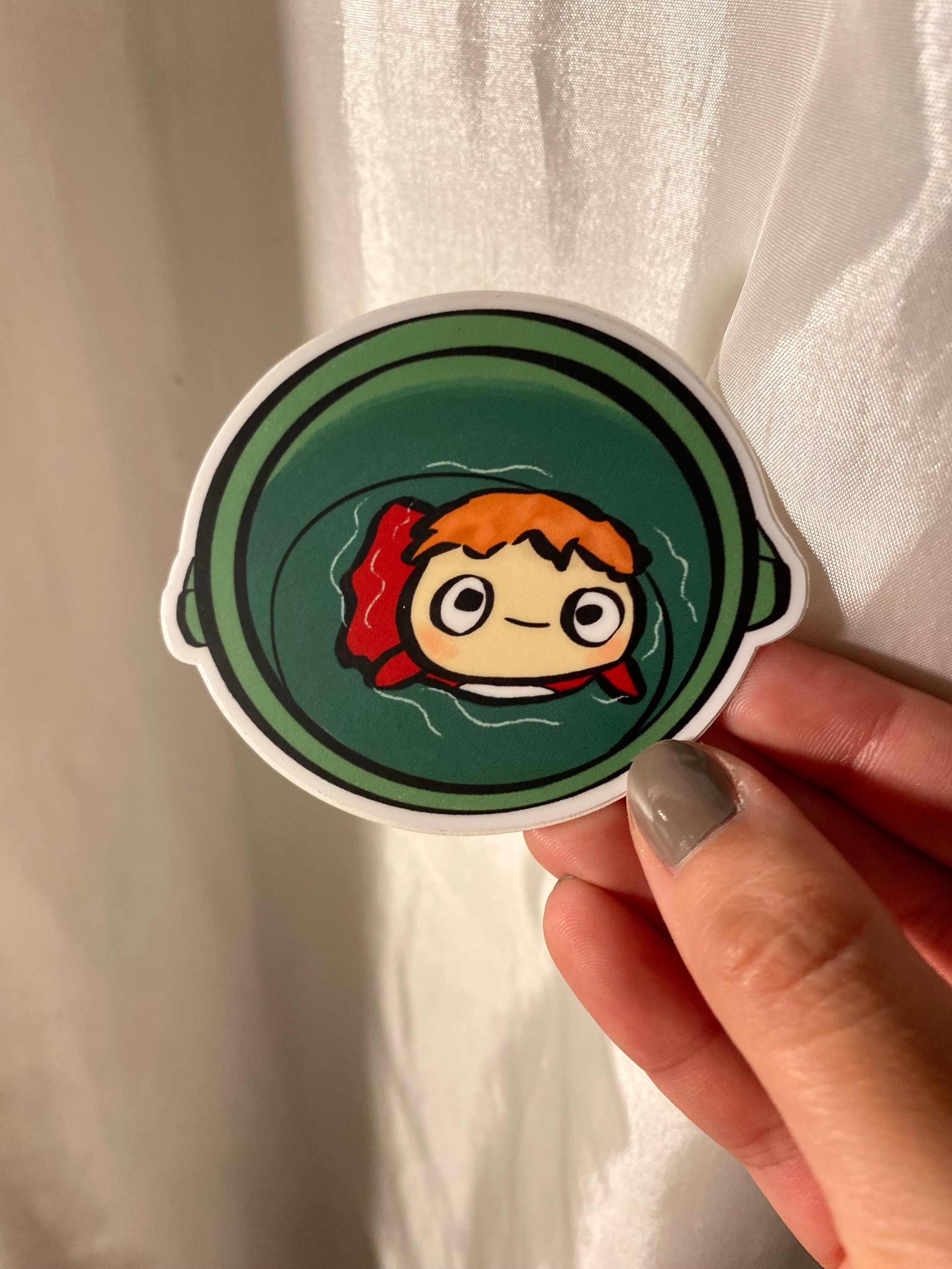 Ponyo in Bucket Sticker| Studio Ghibli Inspired| Vinyl Sticker - Etsy
