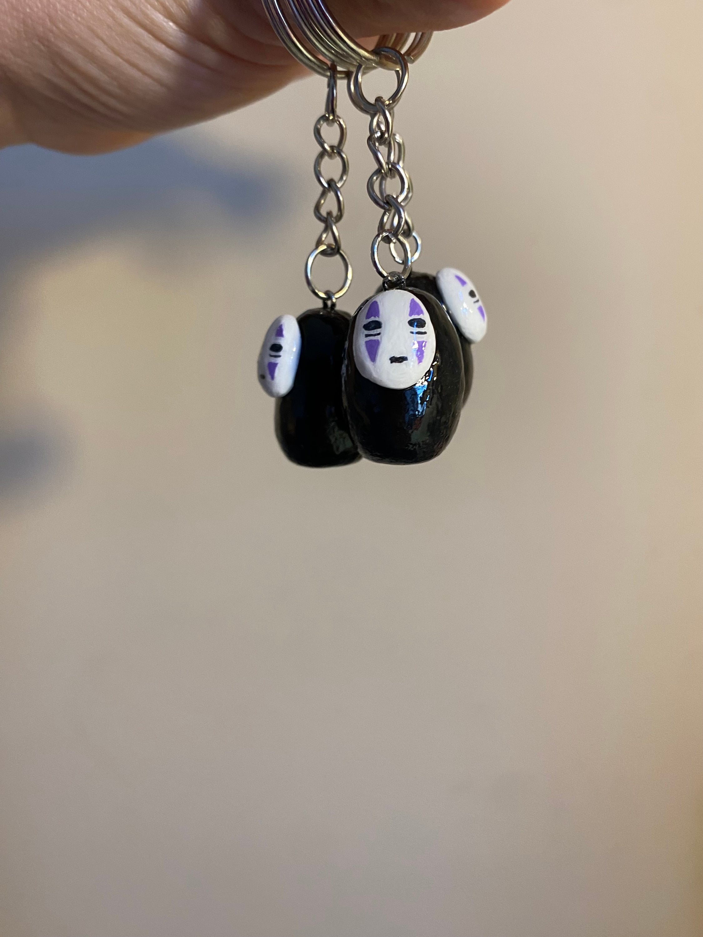 No Face Clay Keychain| Handmade Spirited Away |hand Painted| Studio ...