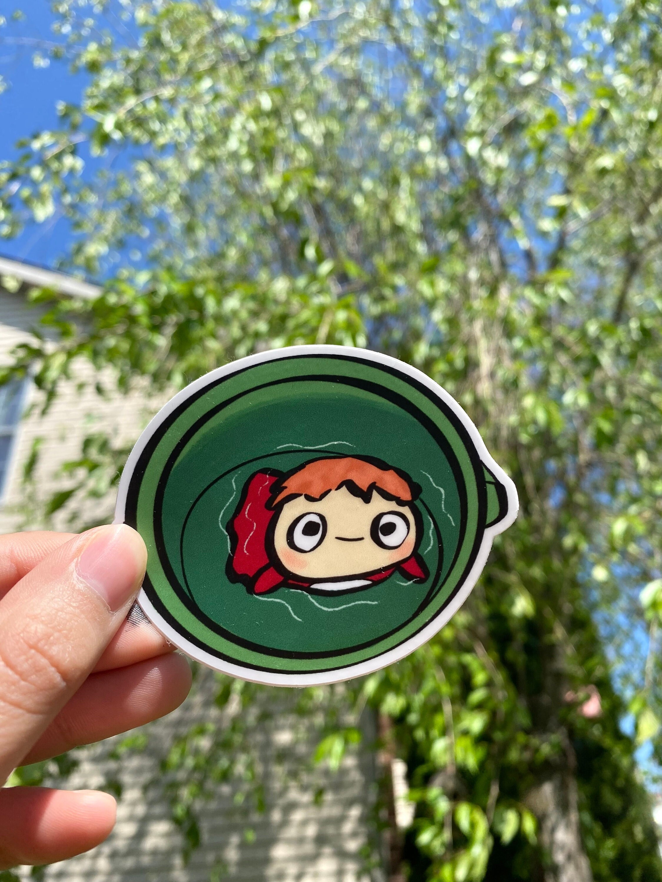 Ponyo in Bucket Sticker| Studio Ghibli Inspired| Vinyl Sticker - Etsy