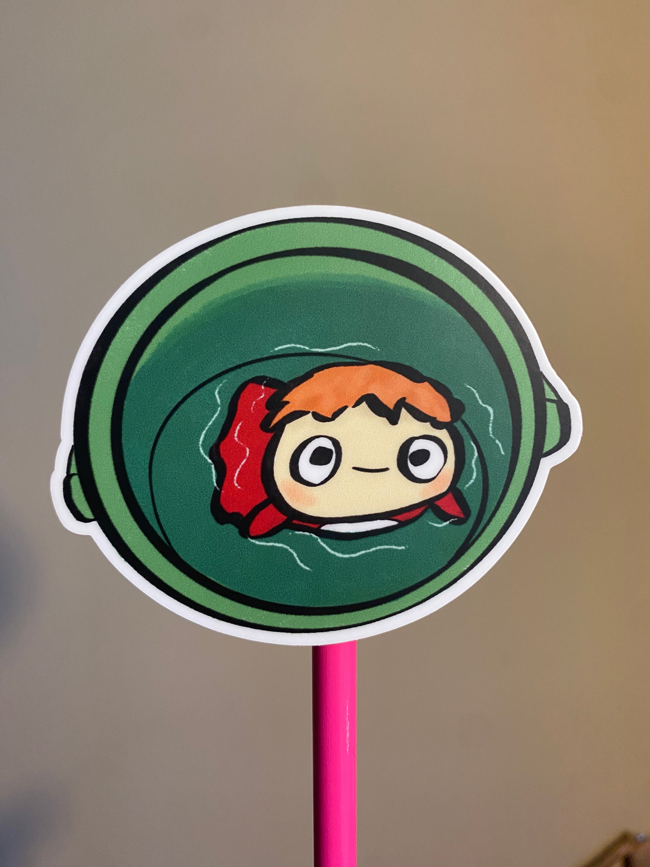 Ponyo in Bucket Sticker Studio Ghibli Inspired Vinyl Sticker - Etsy