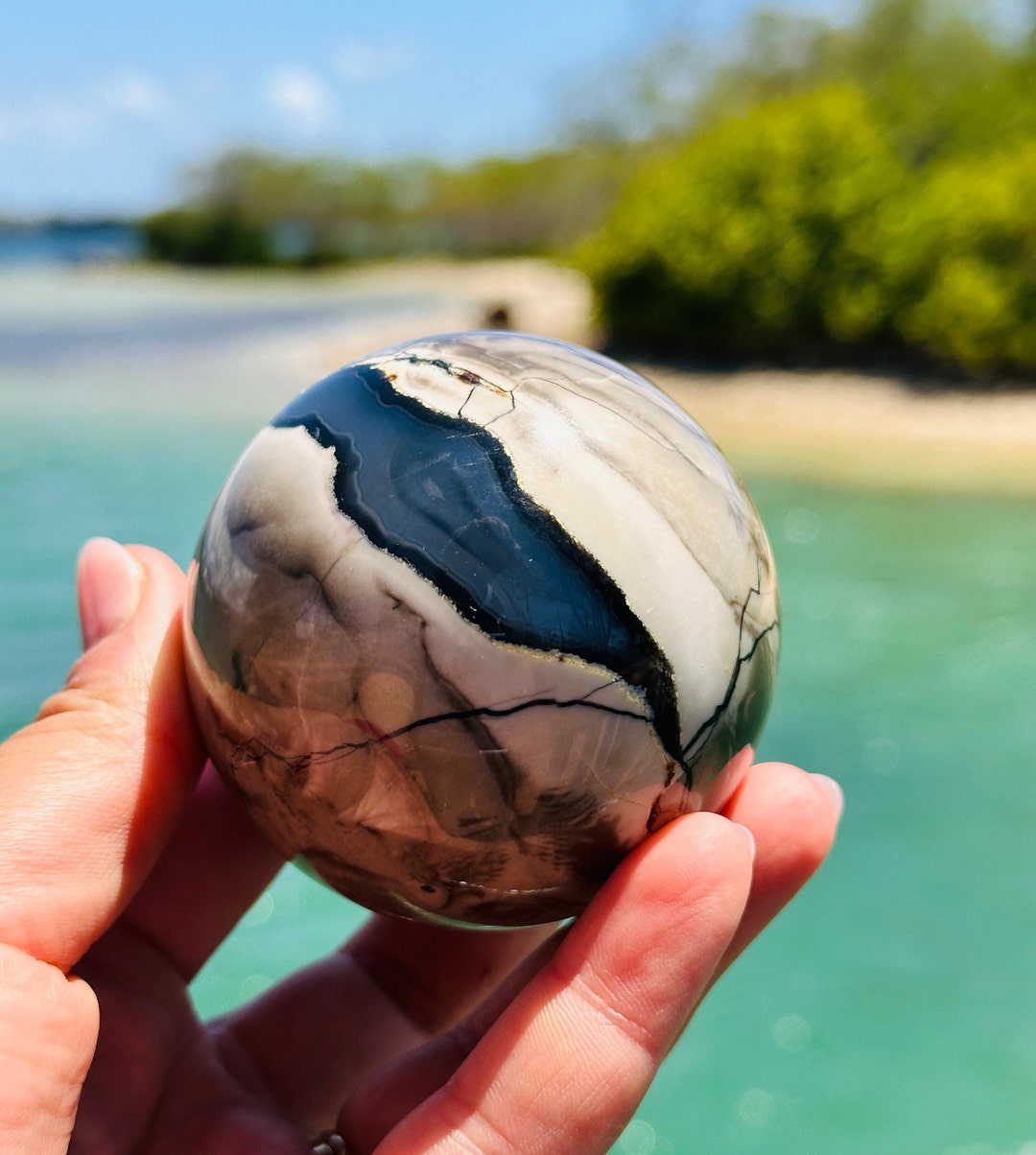 UV Reactive Volcano Agate Sphere: Mesmerizing Glow, Natural Elegance ...