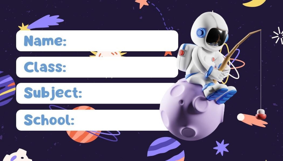 Printable Kids Book Labels: 50 Astronaut-themed Designs for Outer Space ...