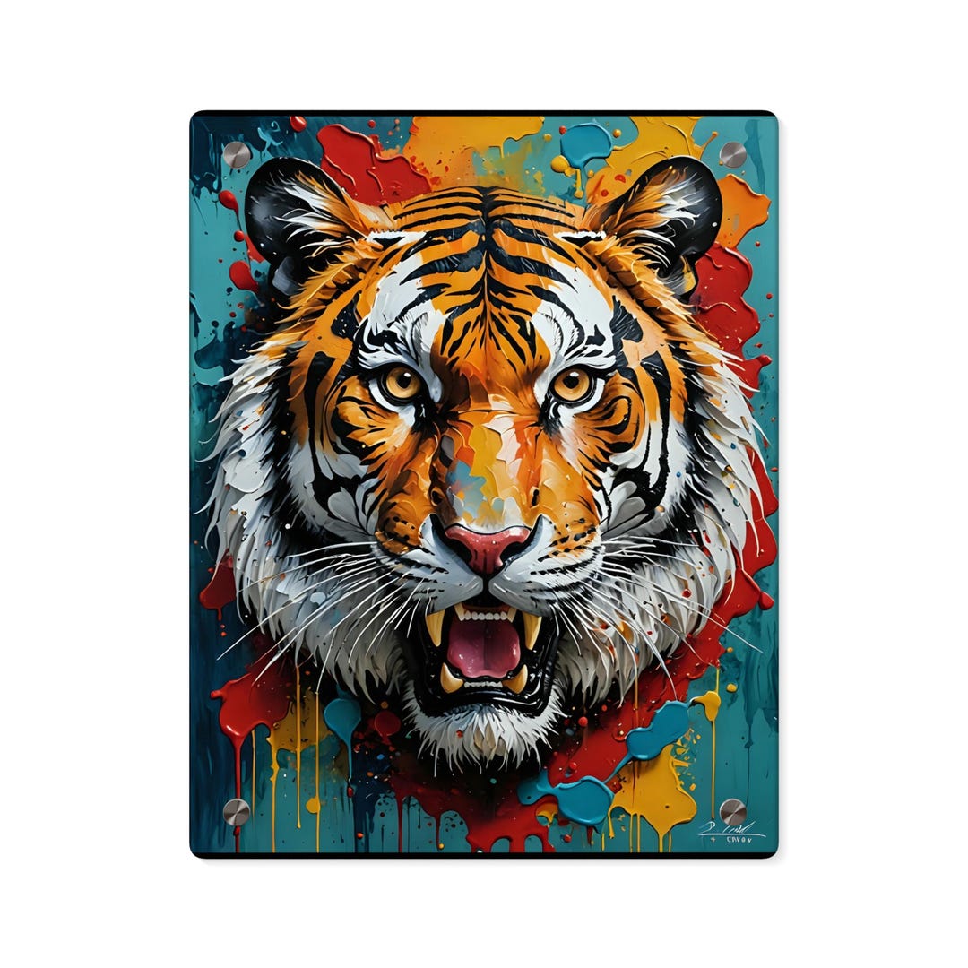 Tiger Head Acrylic Panel Wall Art, Tiger Face Acrylic Print, Wildlife ...