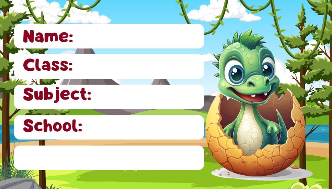 50 Printable Dinosaur-themed Labels for Kids' Books Fun & Easy to Use ...