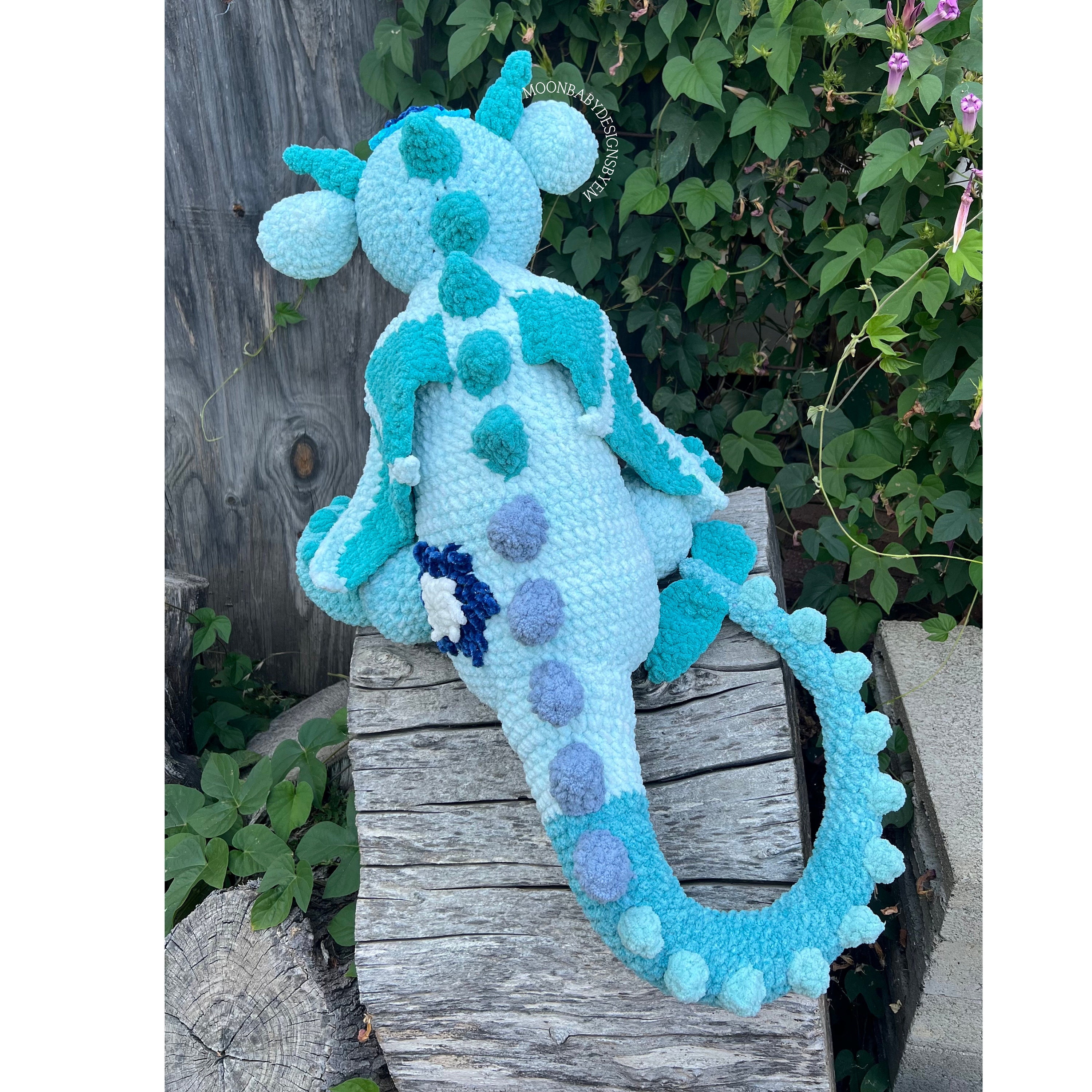 Giant Ice Dragon Plushie | Amigurumi Plushie | XL Crochet | XL Dragon ...