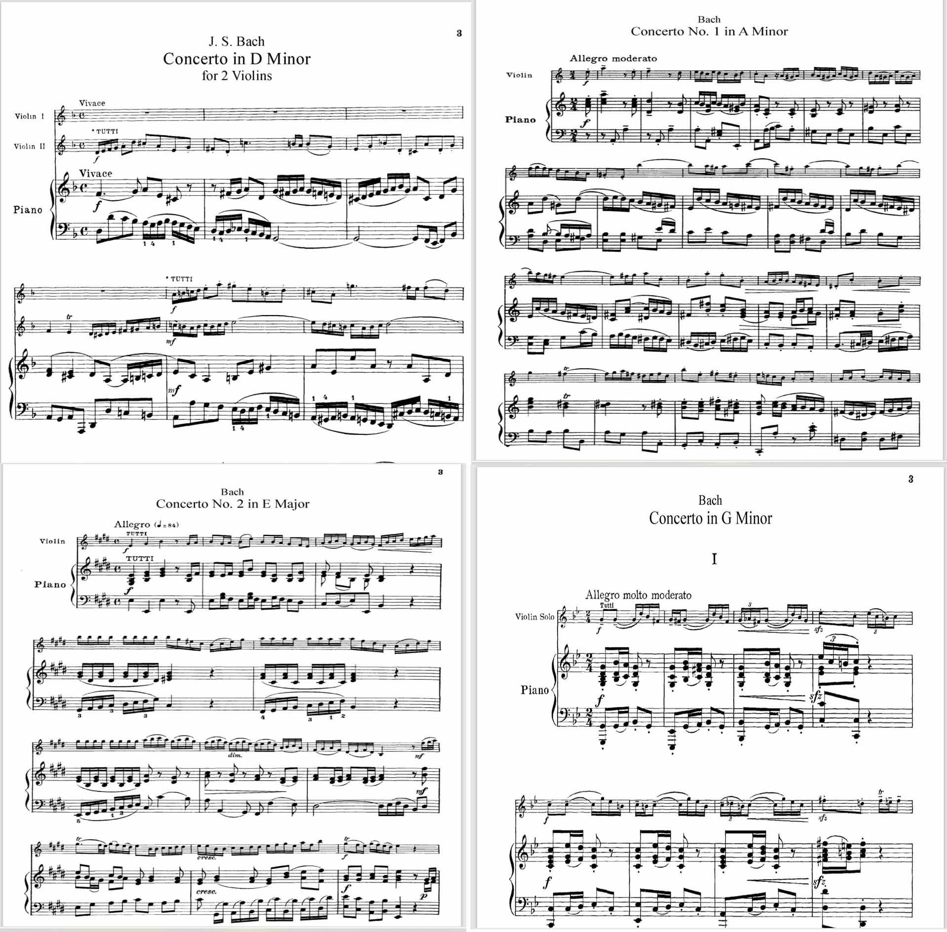 4 Concertos for Violin by J.s.bach. A World Classic, a Masterpiece of ...