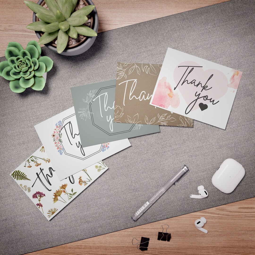 Multi-design Cute Floral Greeting Cards 5-pack - Etsy