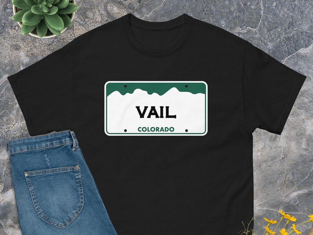 Vail Colorado License Plate Comfort Colors T-shirt, Vail Colorado Trip ...
