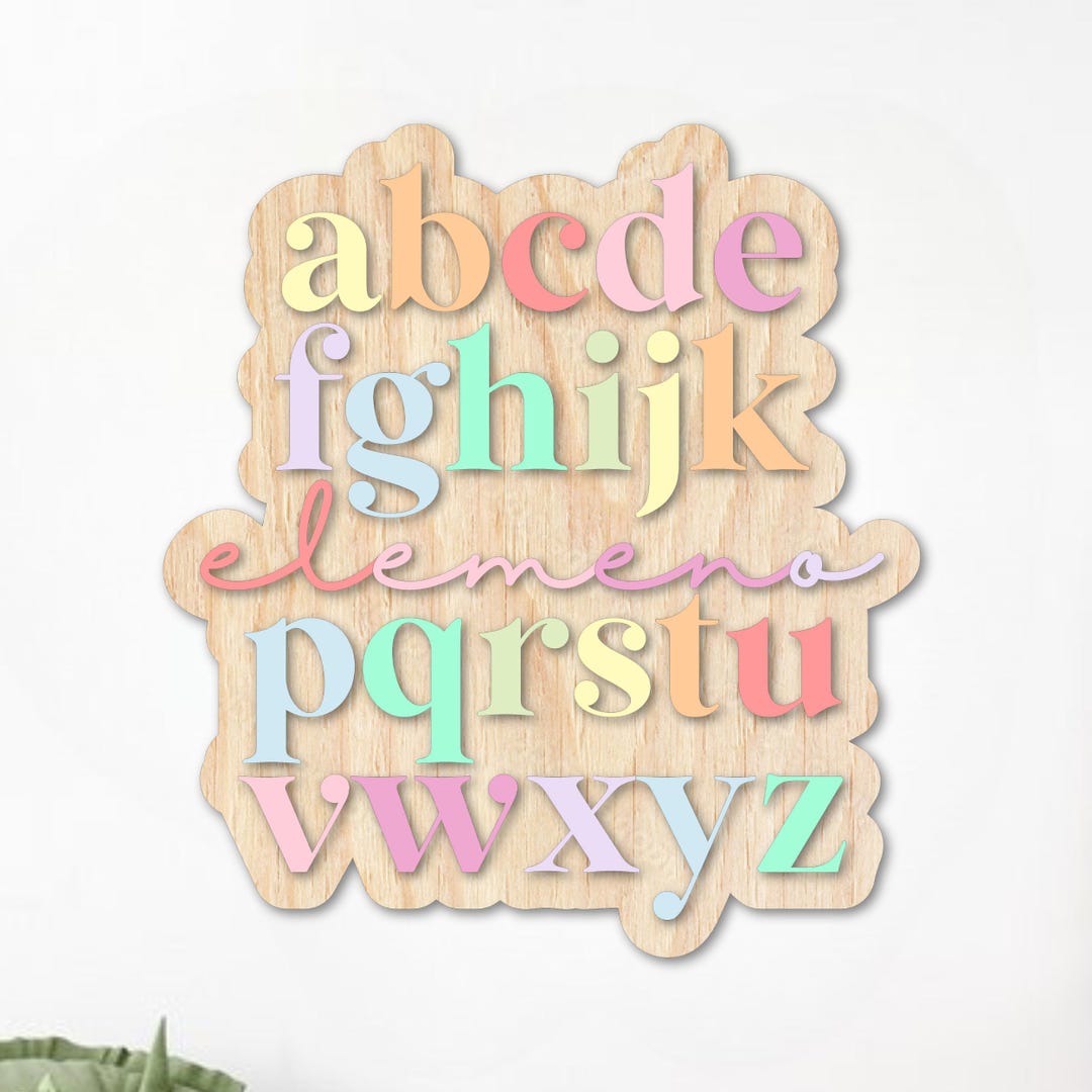 Wooden Alphabet, ABC Elemeno Alphabet Wall Sign, Eduaction Letters ...