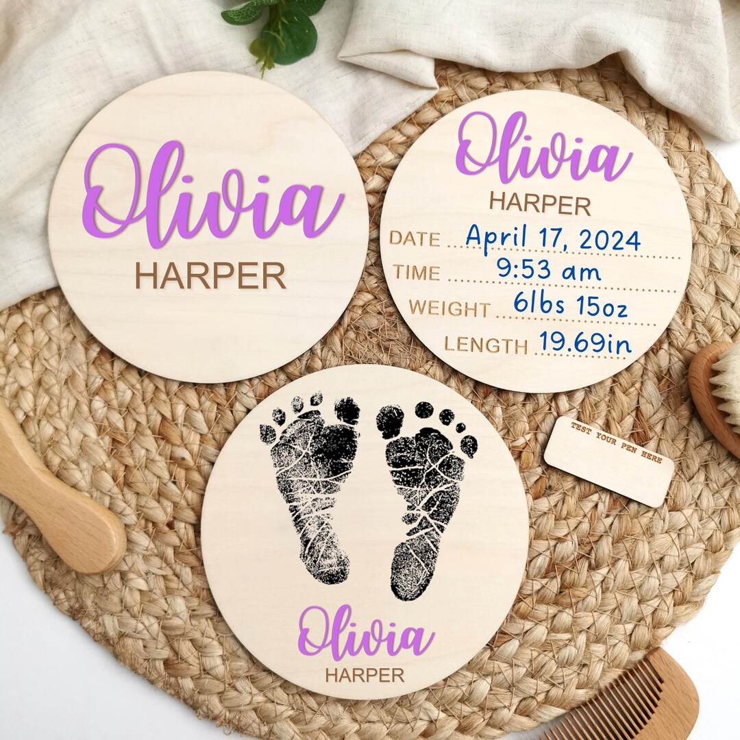 Baby Name Plate Announcement Sign, Birth Announcement, Baby Name Sign ...