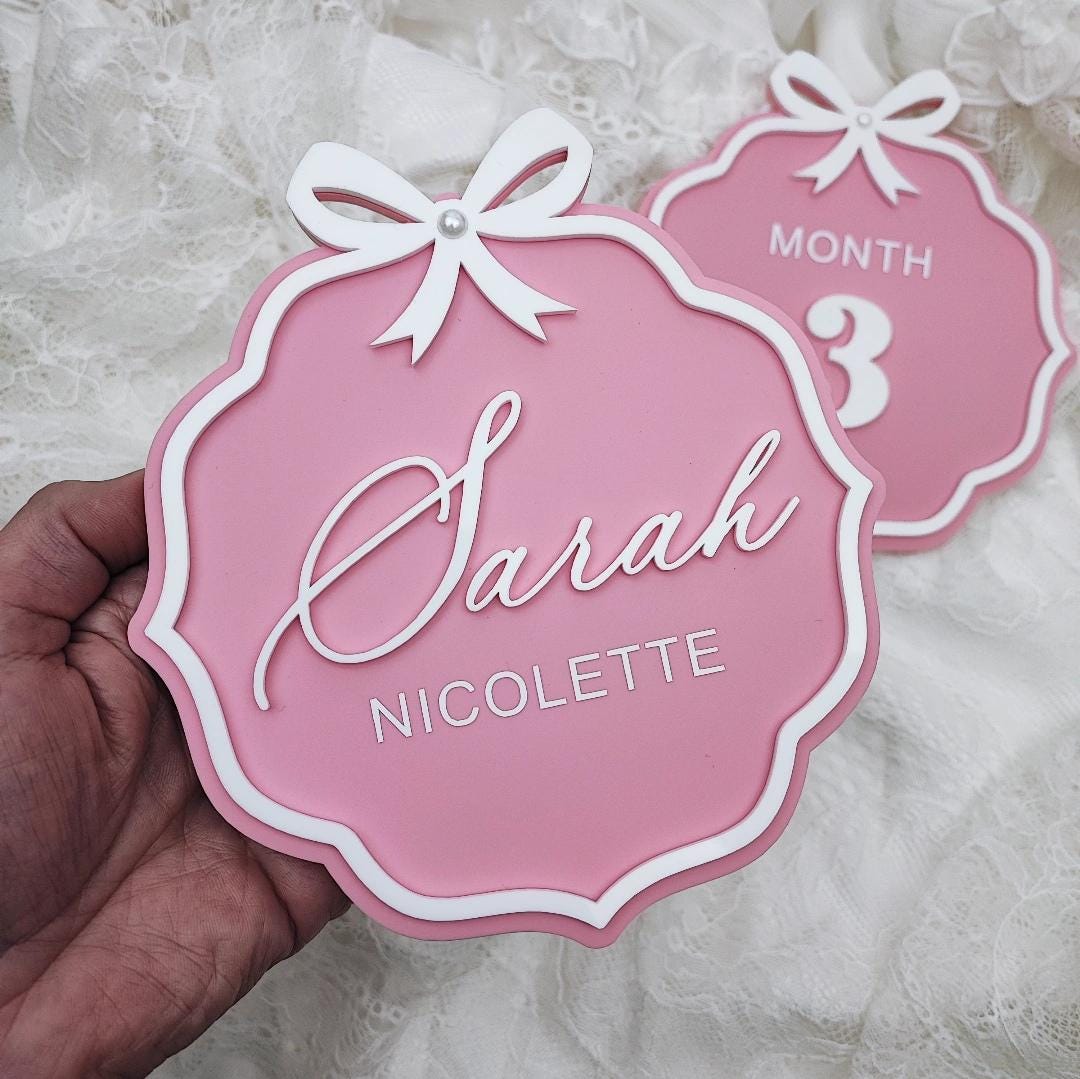 Boho Bow Baby Girl Name Sign, Birth Announcement Sign, Vintage Hospital ...