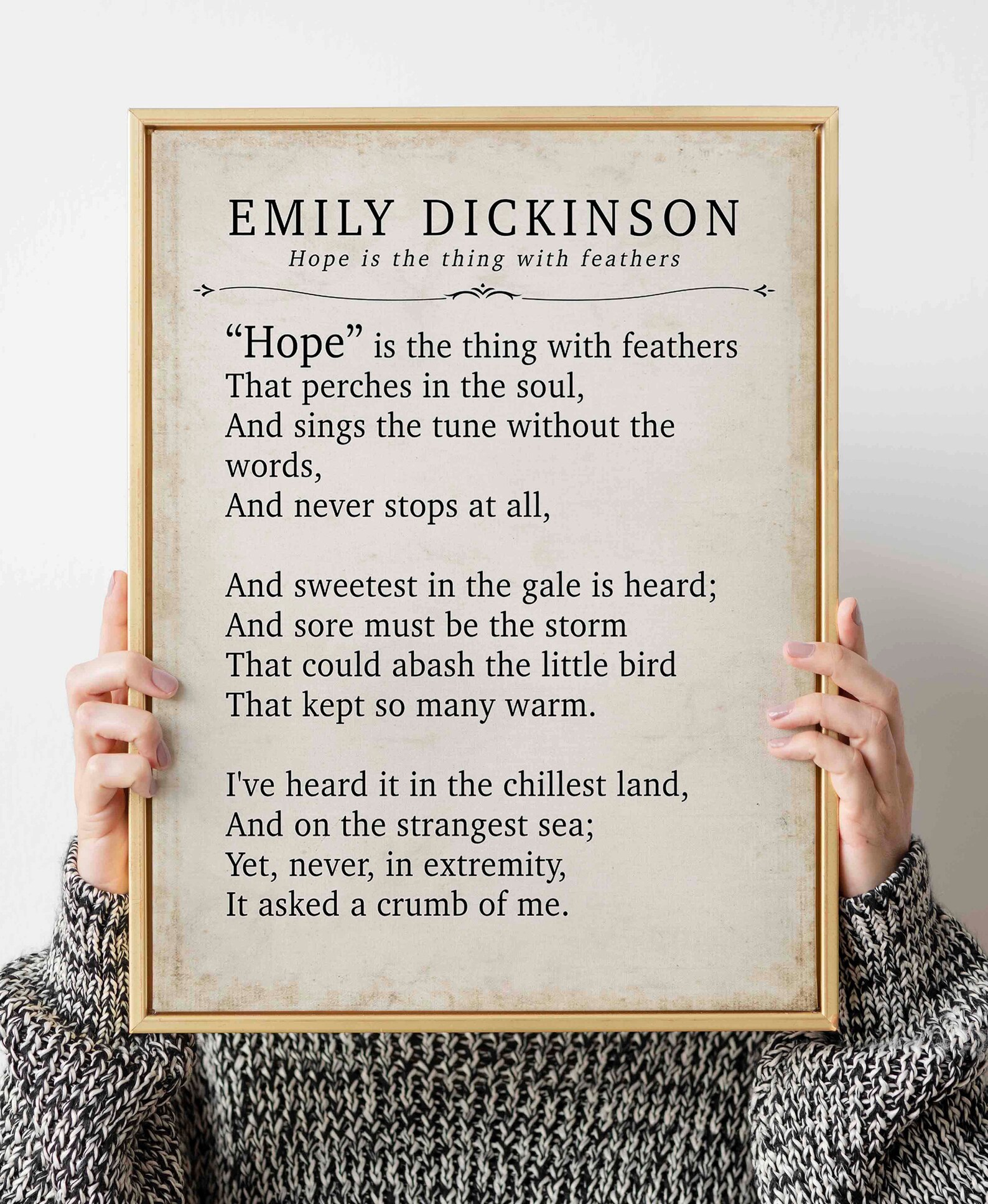 Emily Dickinson Poetry hope is the Thing With Feathers Poem Quote Print ...