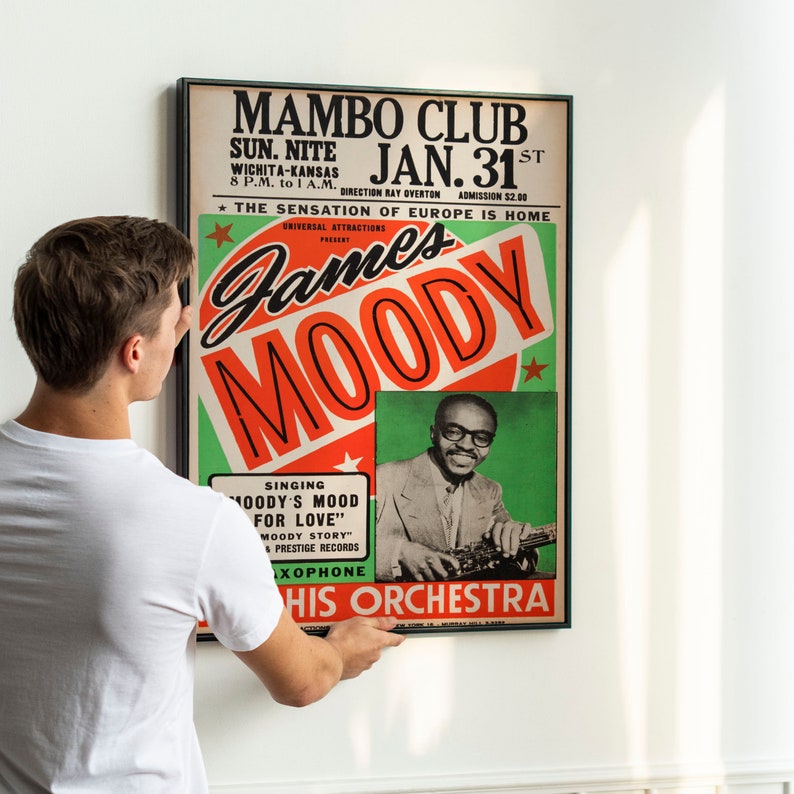 Classic Vintage Bebop Jazz James Moody Concert Poster 1960 - Etsy