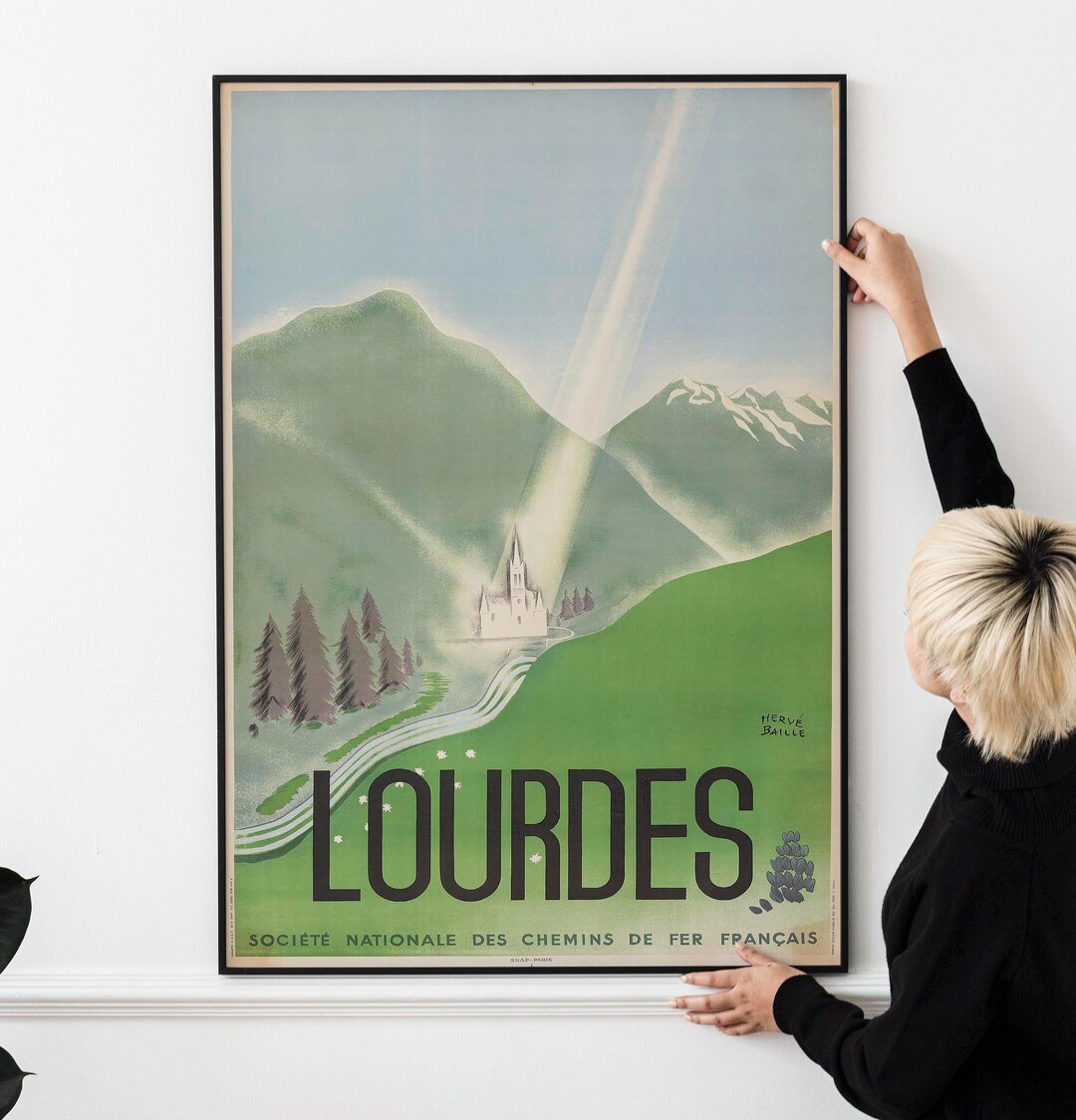 Lourdes SNCF 1940s Poster – Vintage French Railway Travel Print ...