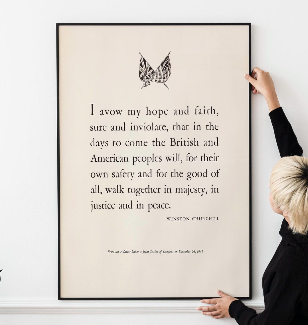 Winston Churchill WW2 Propaganda Poster - Address to the US Congress ...