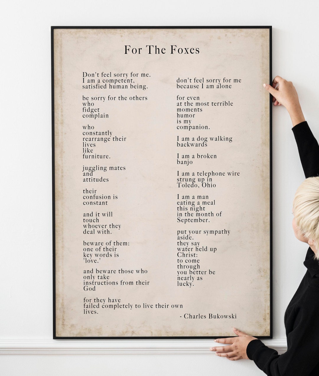 Charles Bukowski Poetry for the Foxes Poem Quote Print - Etsy UK