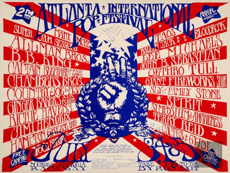 Atlanta International Pop Festival Poster 1969 PRINTABLE DOWNLOAD - Etsy