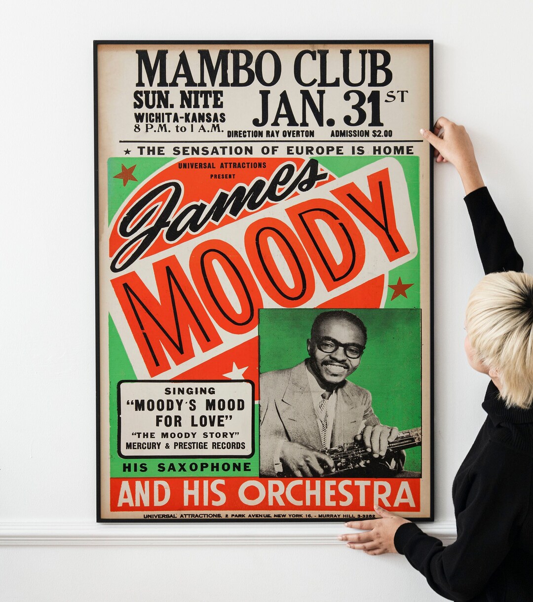 Classic Vintage Bebop Jazz James Moody Concert Poster 1960 - Etsy