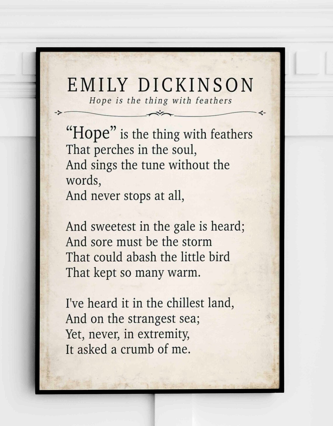 Emily Dickinson Poetry hope is the Thing With Feathers Poem Quote Print ...