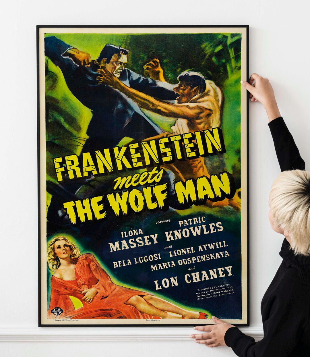 Frankenstein Meets the Wolf Man 1943 - Hollywood Posters, Retro Movie ...
