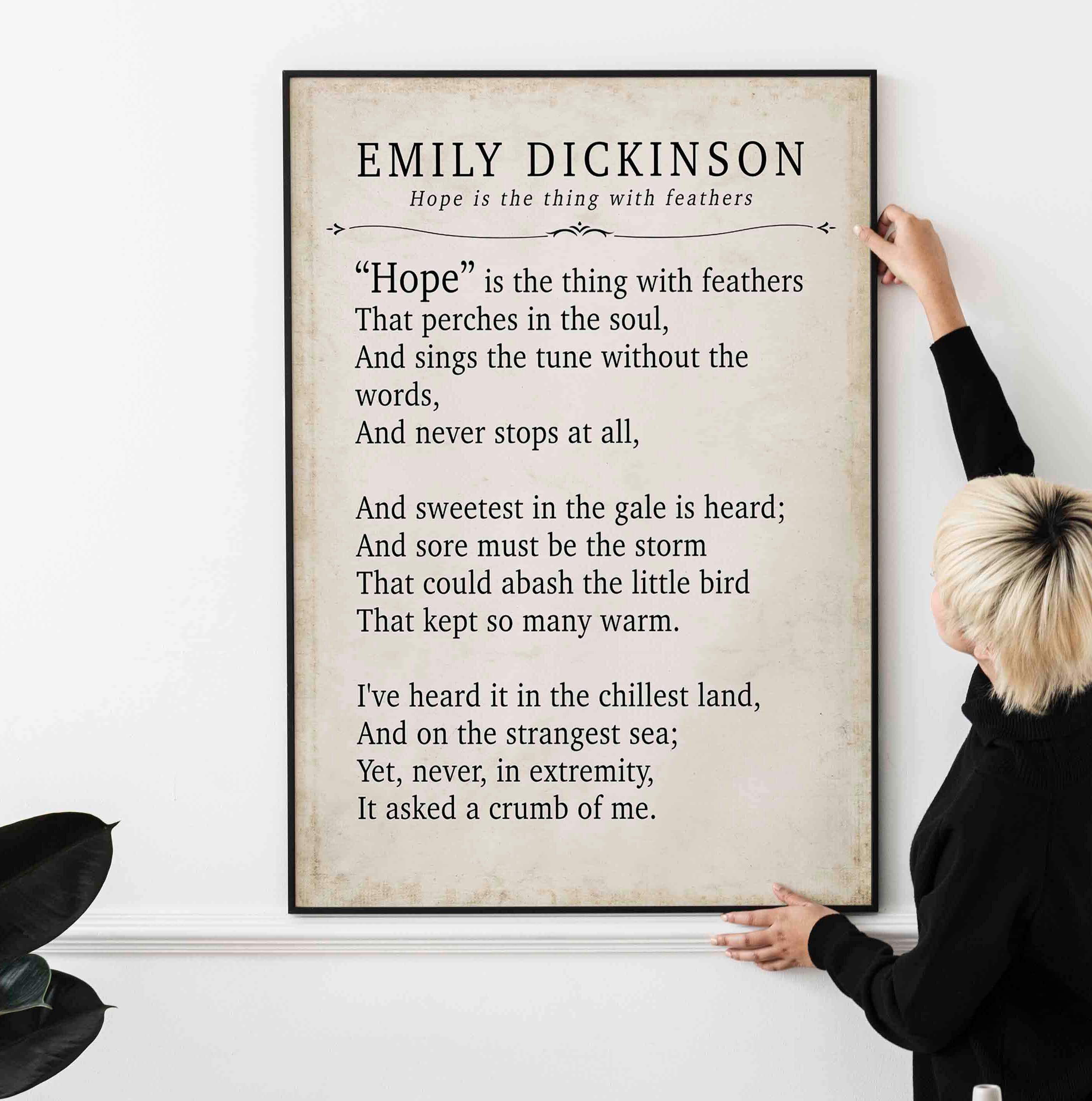 Emily Dickinson Poetry hope is the Thing With Feathers Poem Quote Print ...