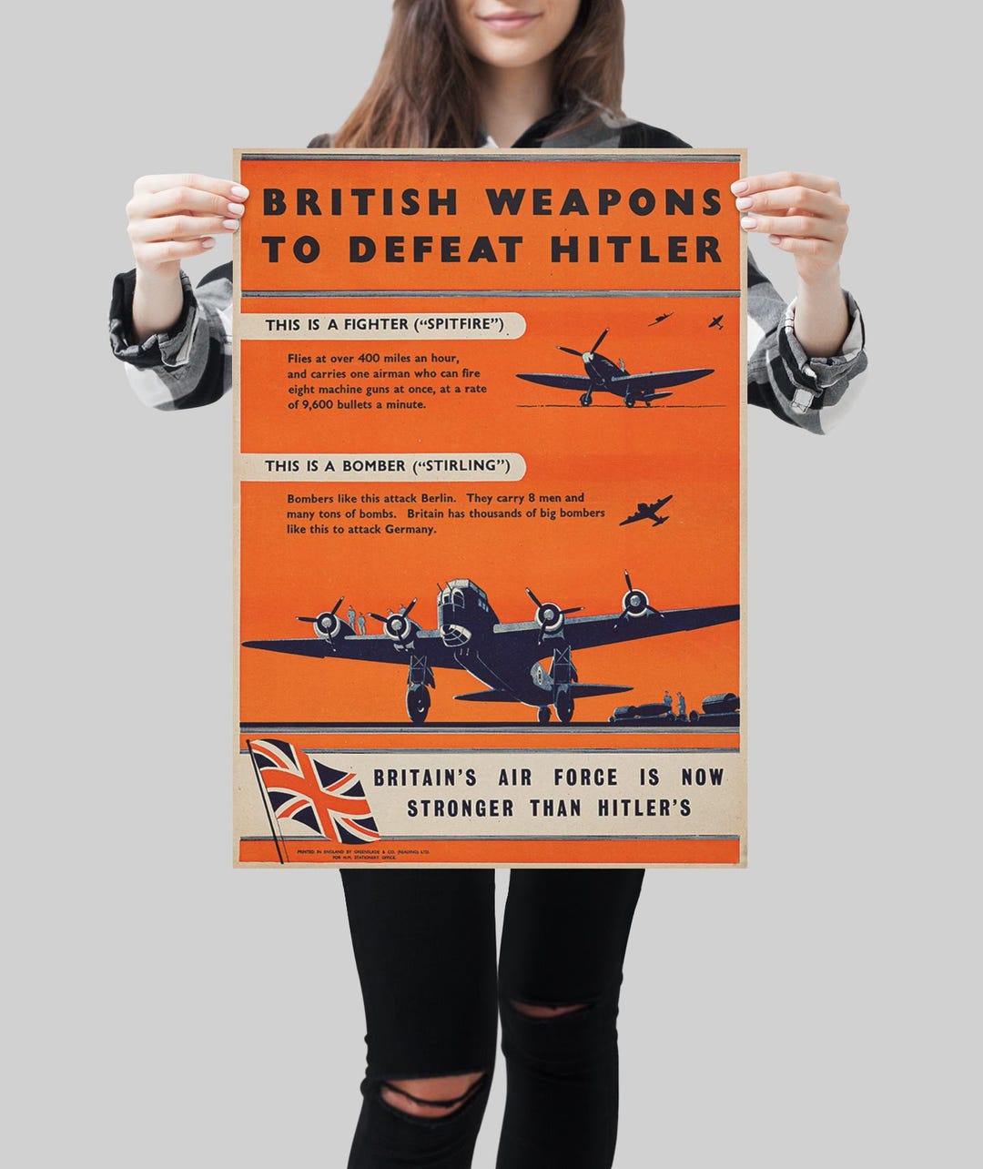 WWII RAF Propaganda Poster – 1940s British Military Art Print Fighting ...