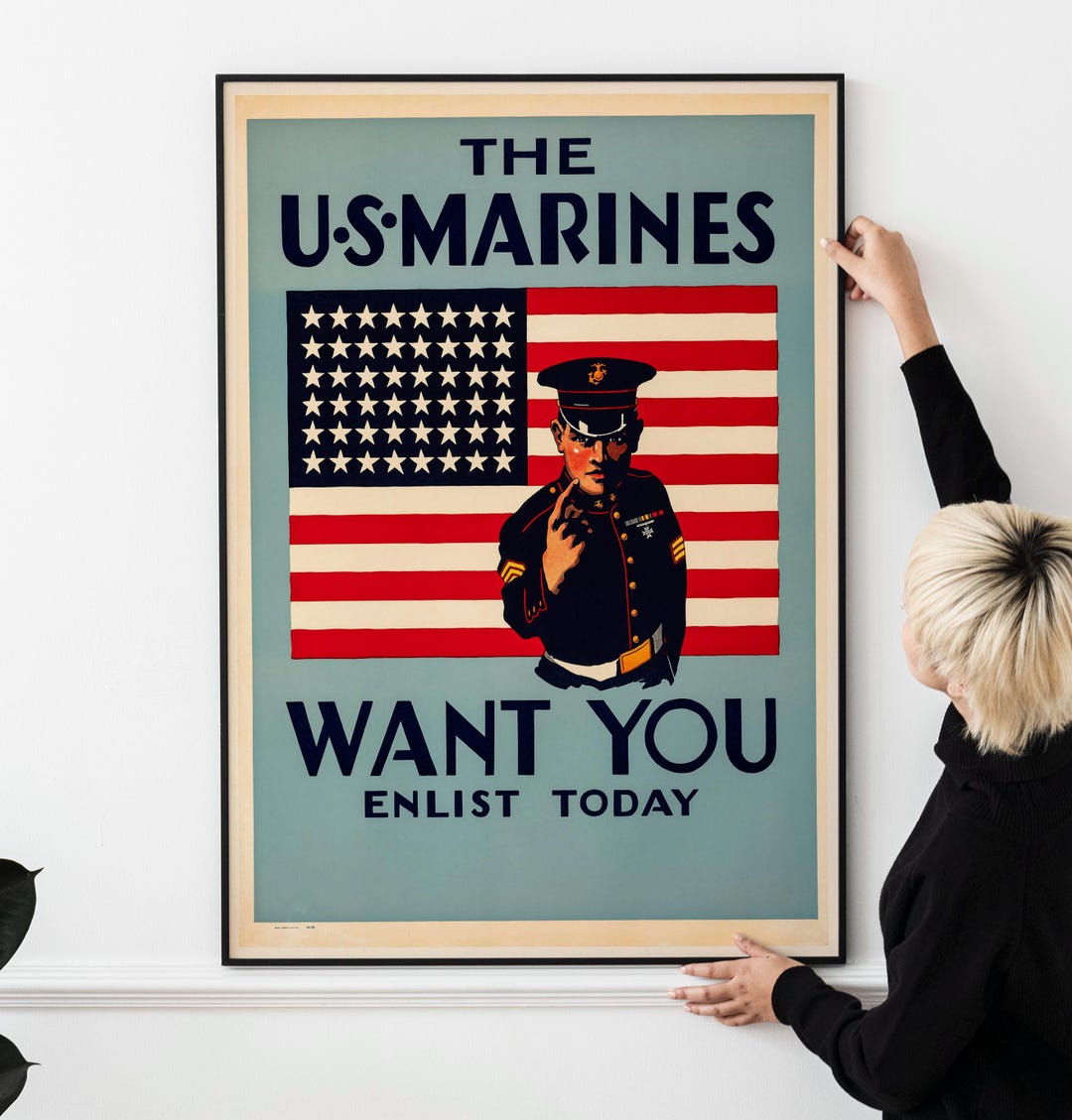 Vintage WW2 US Marines Propaganda Poster – Historic Military War Print ...