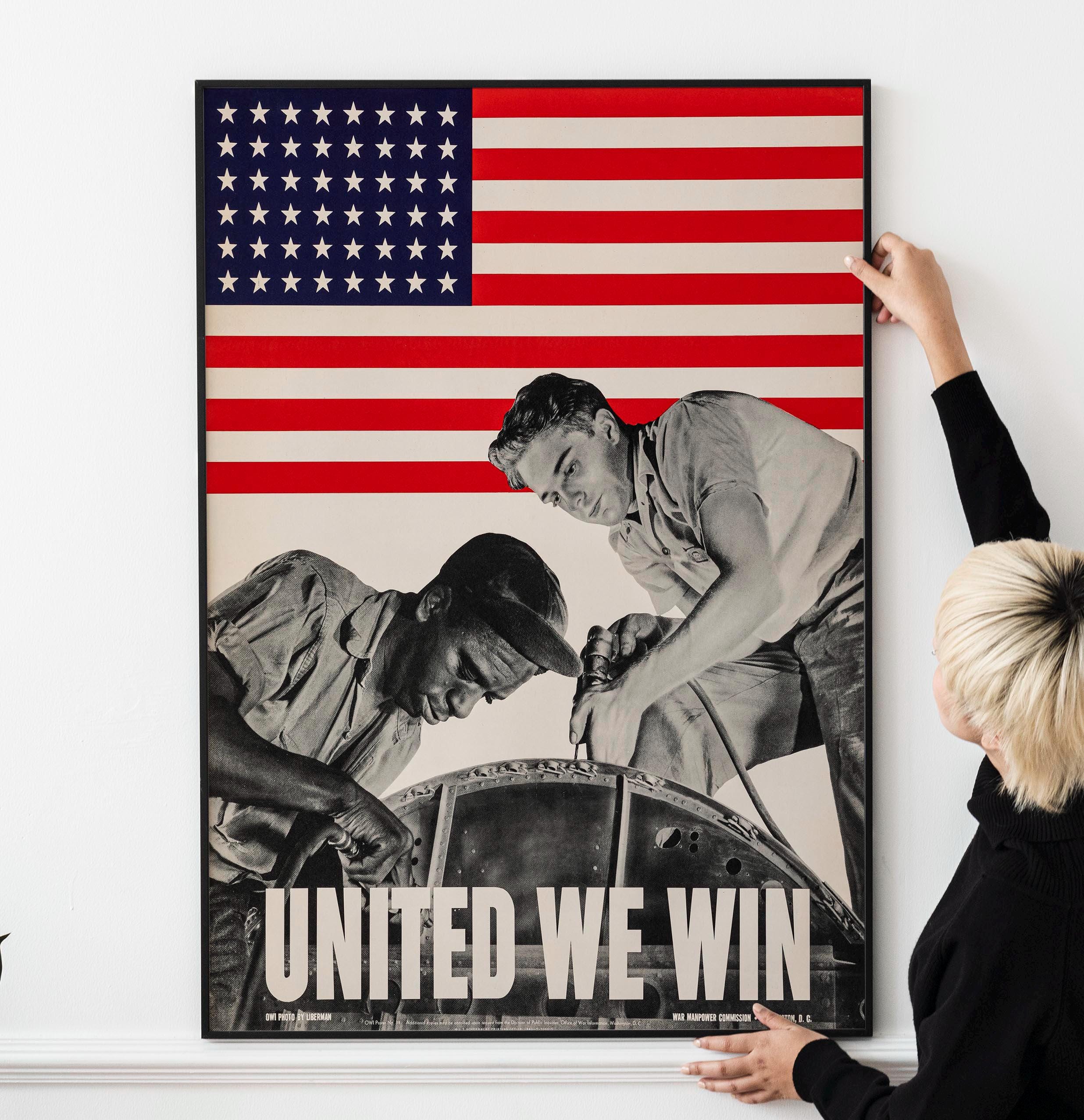 Victory WW2 US Propaganda Poster - United We Win! Go Forward Together ...