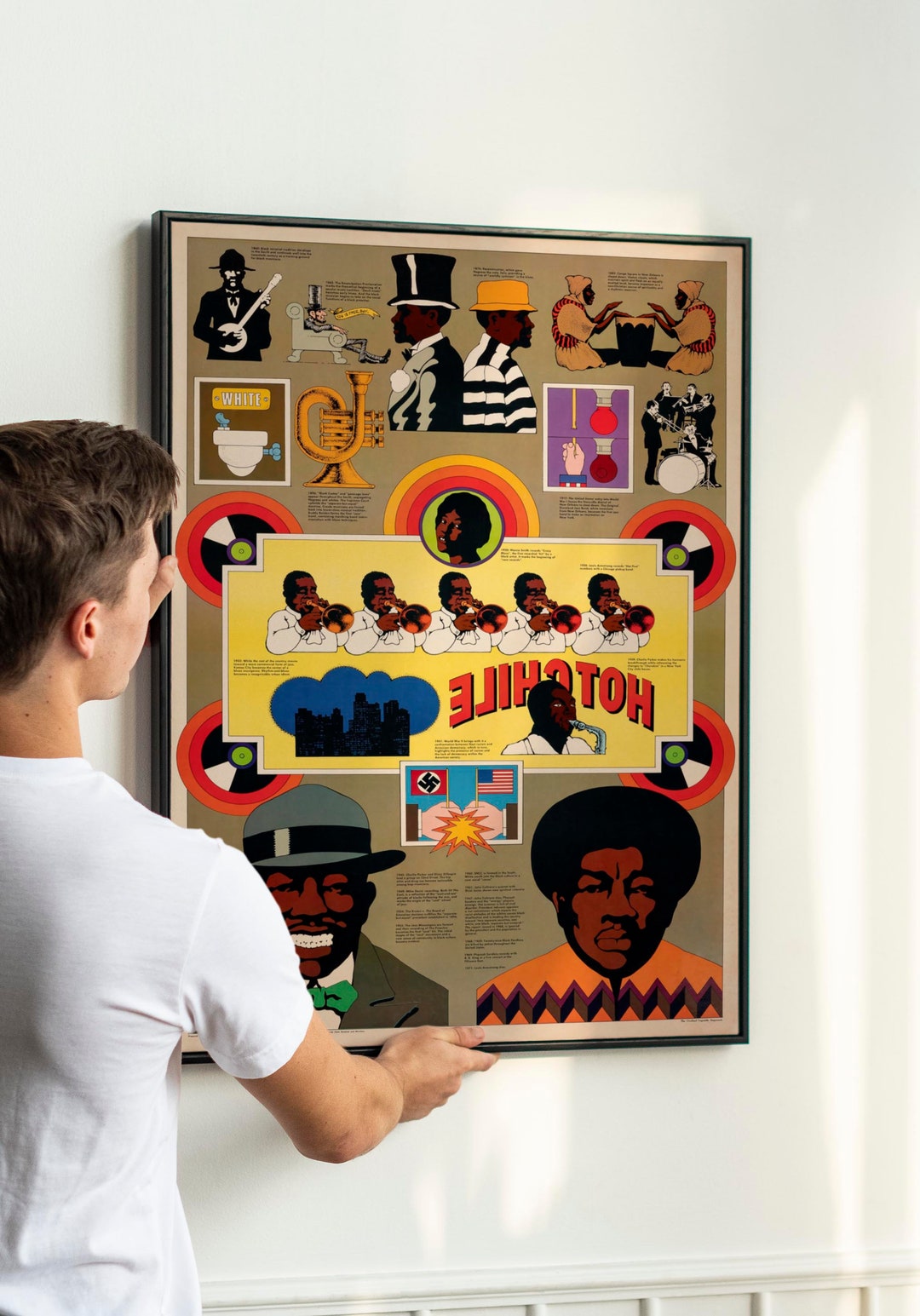 Black Music History Poster, 1970s Vintage Infographic, African American ...