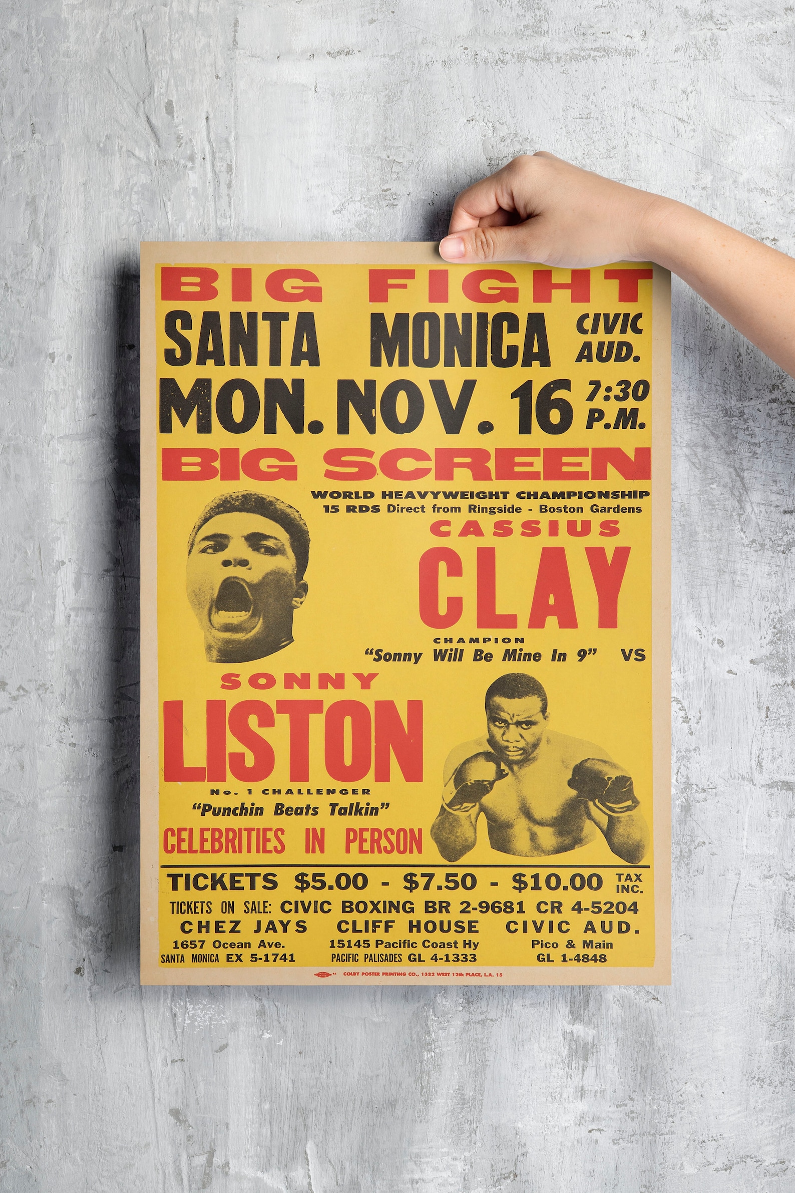 1964 Cassius Clay Muhammad Ali Vs. Sonny Liston Fight Poster - Etsy