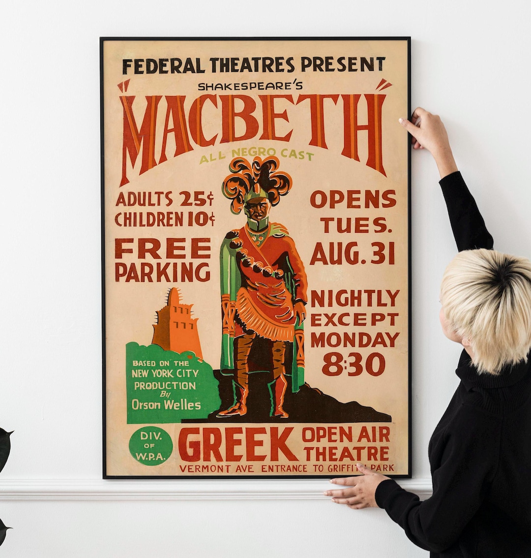 Macbeth 1936 Vintage WPA Shakespeare Federal Theater Project Poster - Etsy