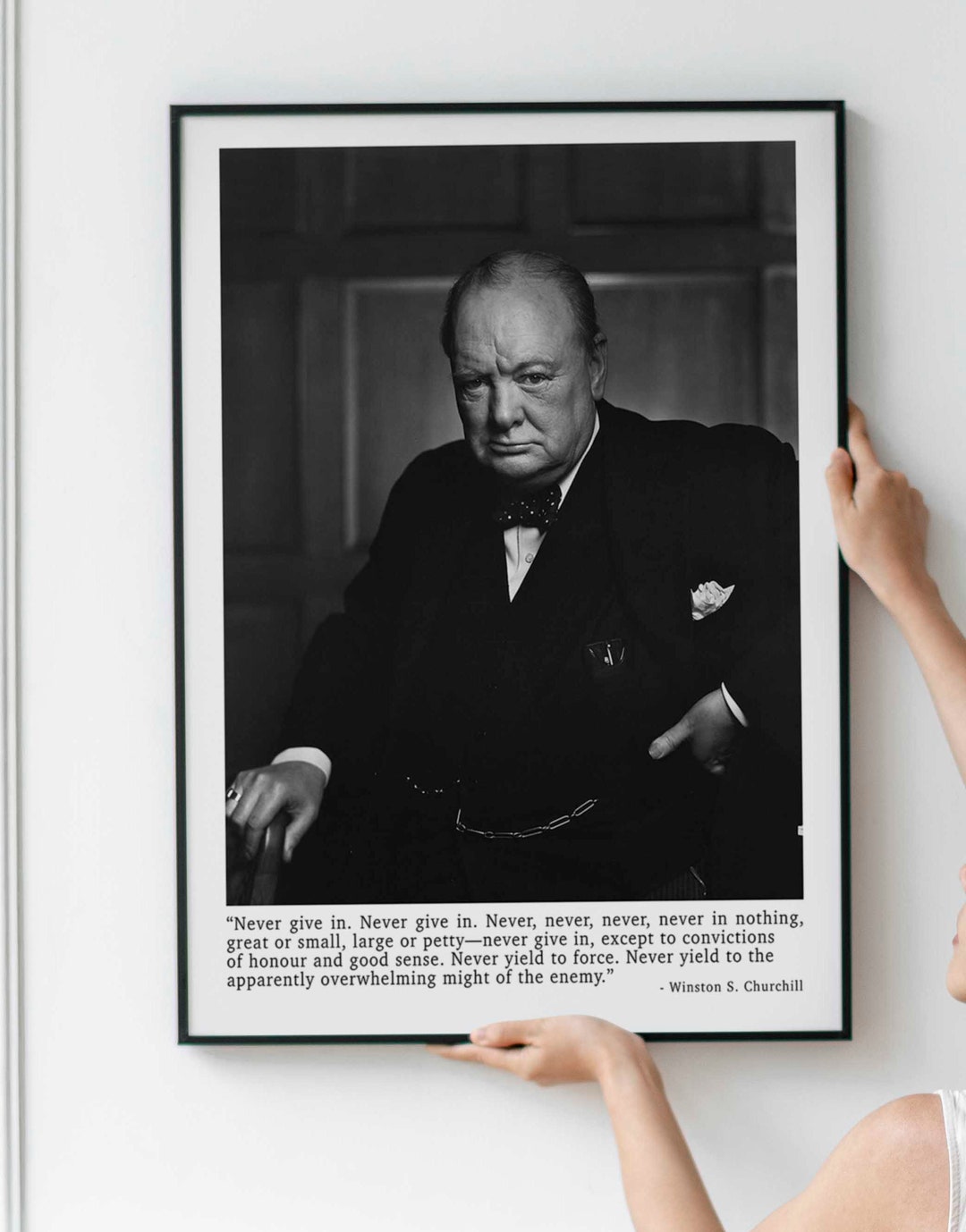 Winston Churchill Quote Print - Never Give In... Never, Never, Never ...