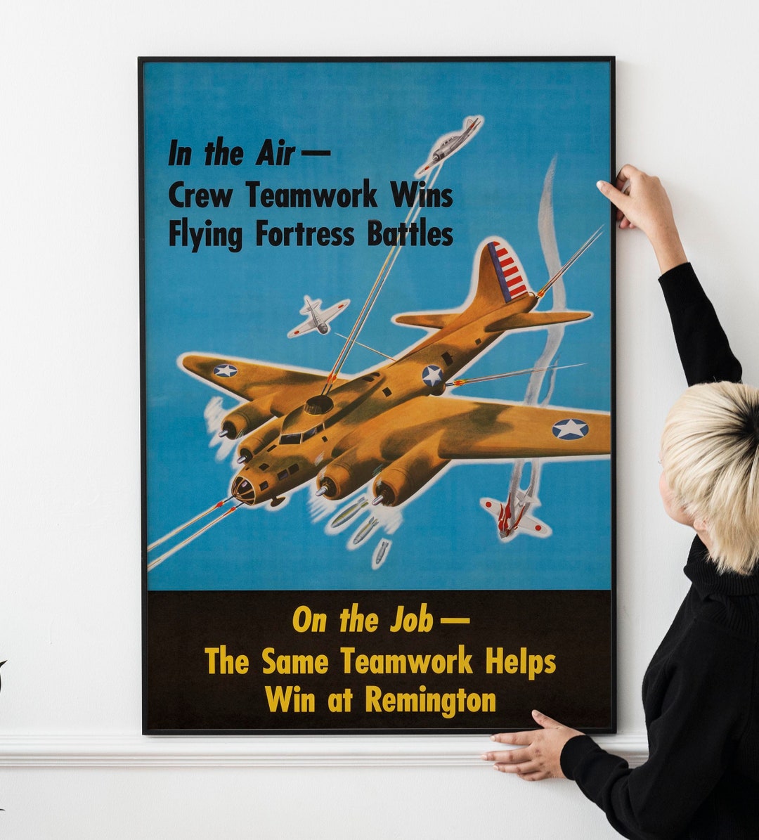 World War II Propaganda Poster 1942 Featuring the Boeing B-17E Flying ...