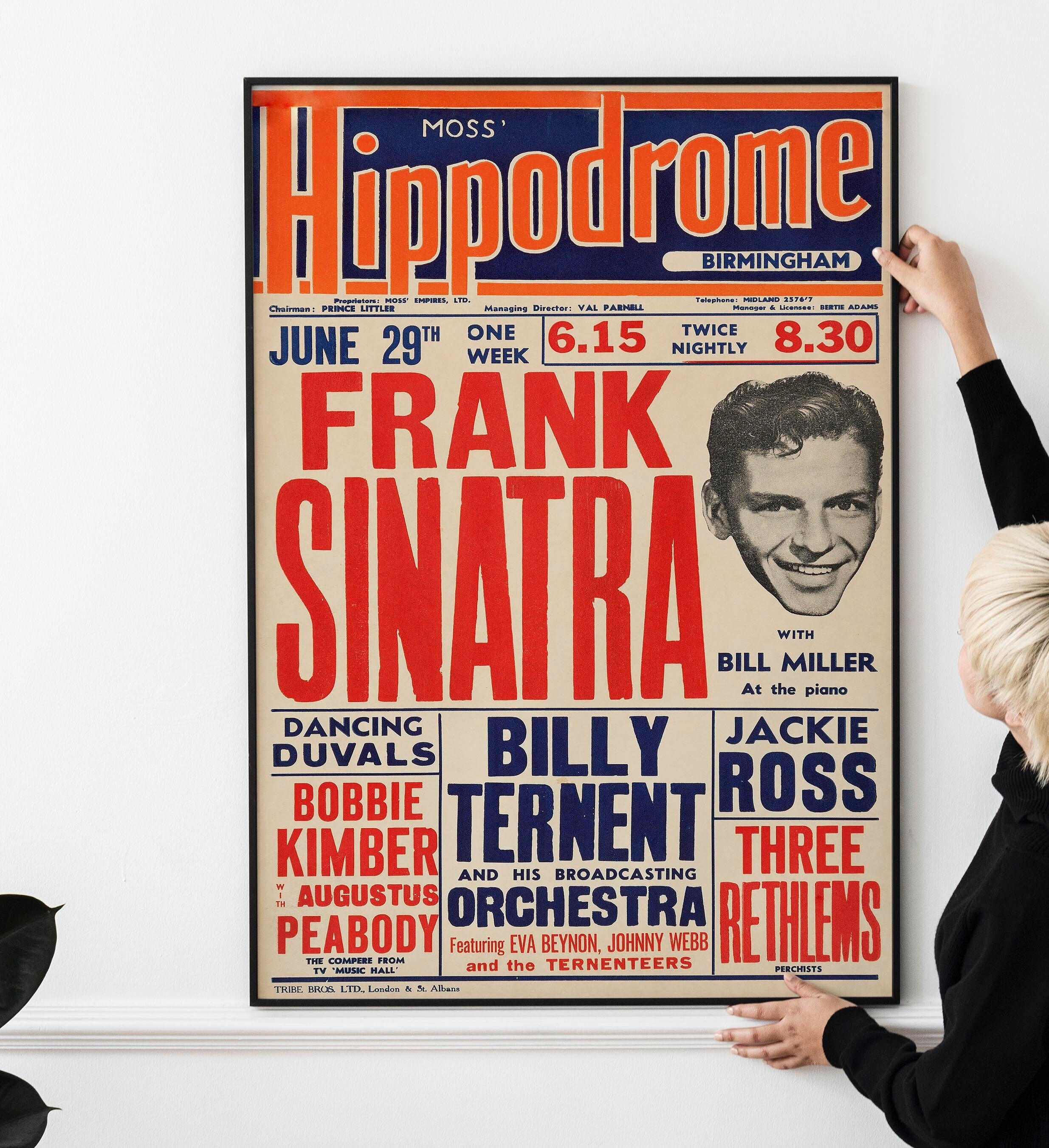 Vintage 1953 Jazz Concert Poster Featuring Frank Sinatra, Bobbie Kimber ...