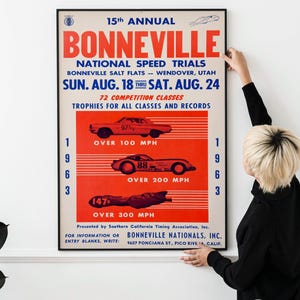 1963 Bonneville Salt Flats Racing Poster – Vintage Speed Event Print - Etsy
