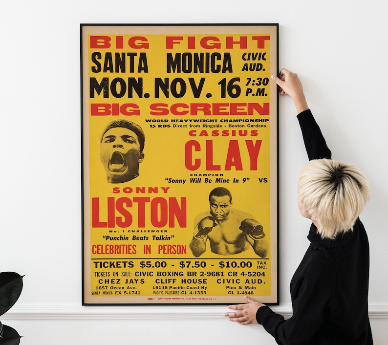 1964 Cassius Clay Muhammad Ali Vs. Sonny Liston Fight Poster - Etsy