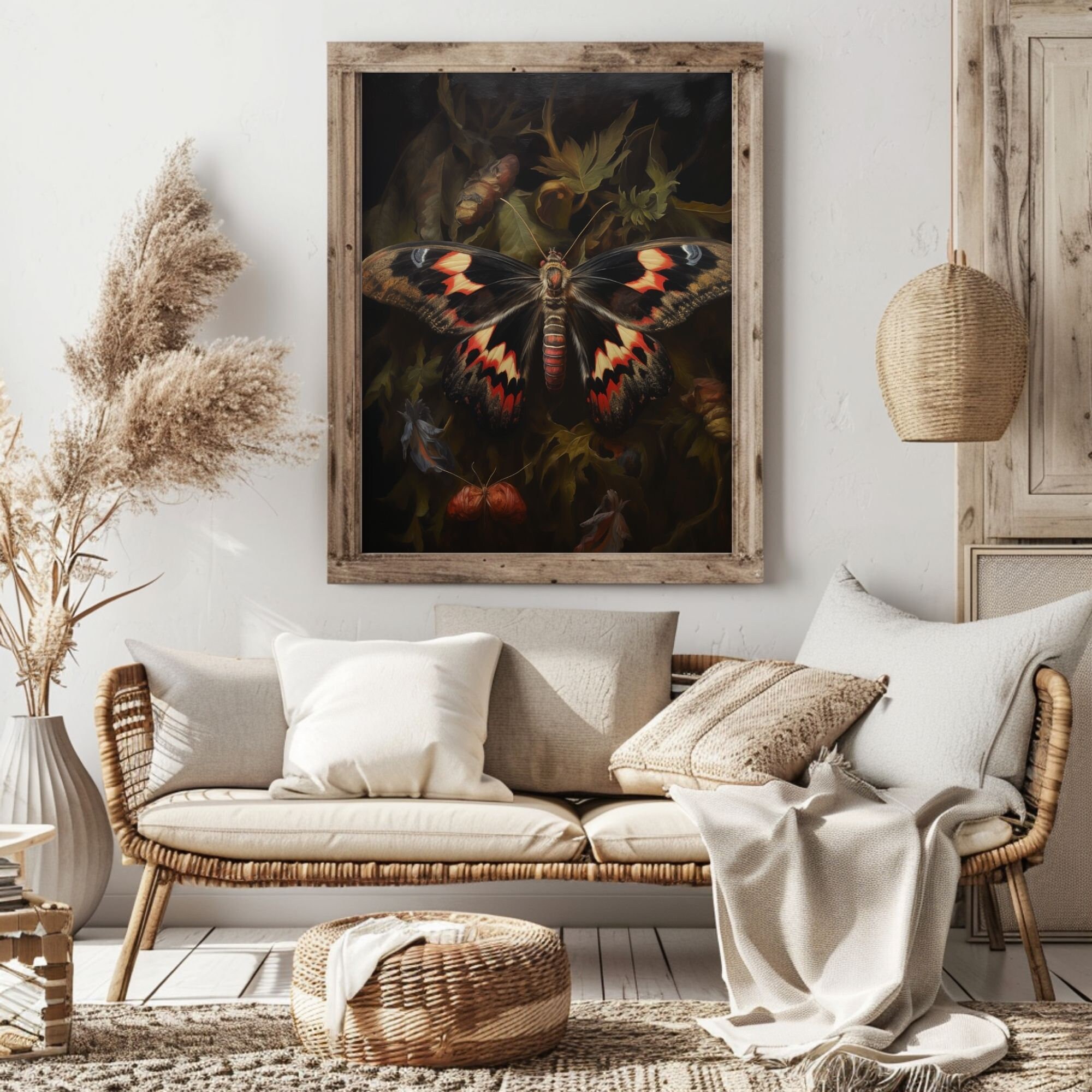 Goblincore Moth and Slug Print Dark Cottagecore Moth Printable Dark ...