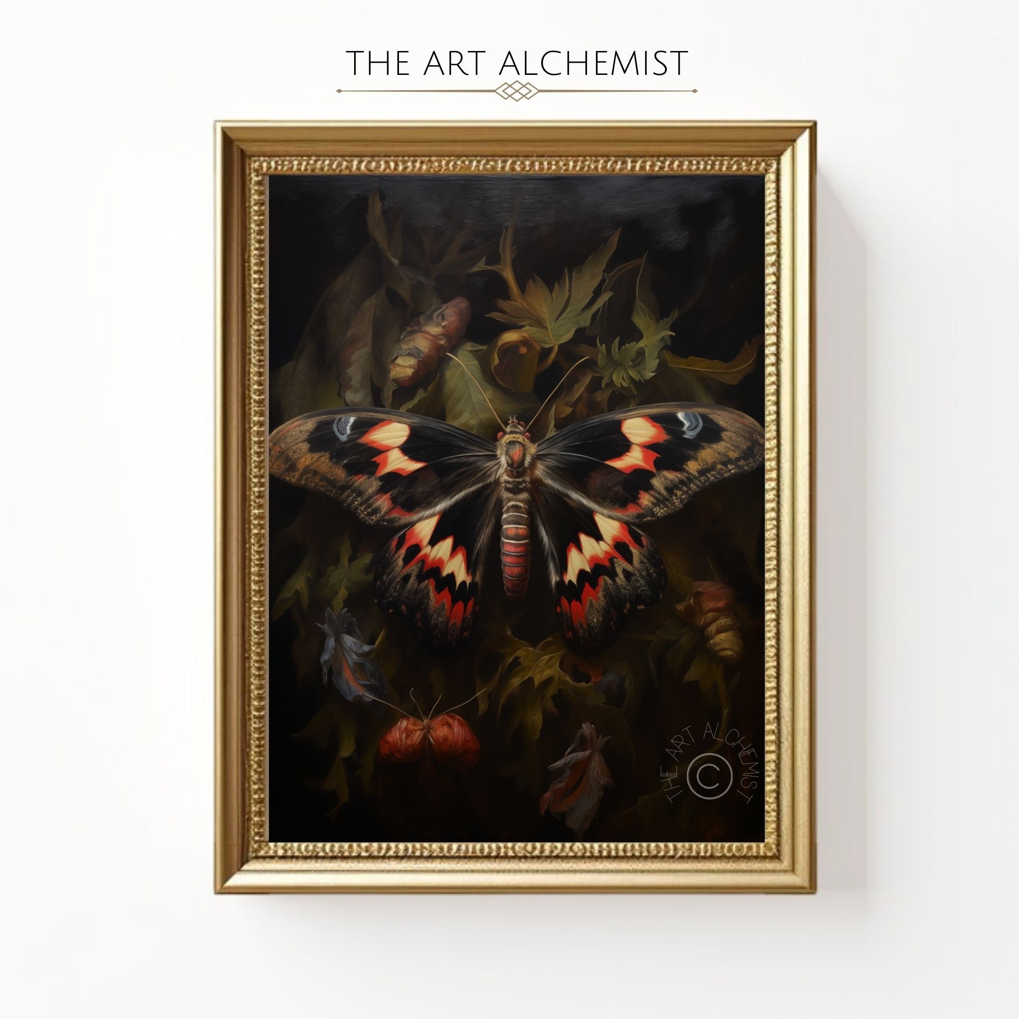 Goblincore Moth and Slug Print Dark Cottagecore Moth Printable Dark ...