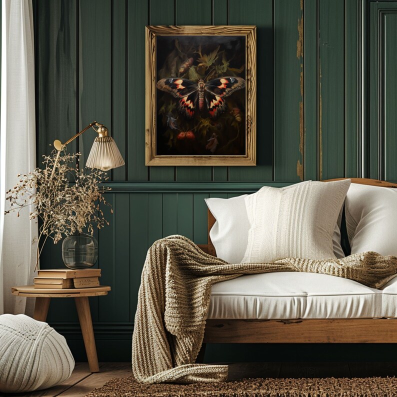 Goblincore Moth and Slug Print Dark Cottagecore Moth Printable Dark ...