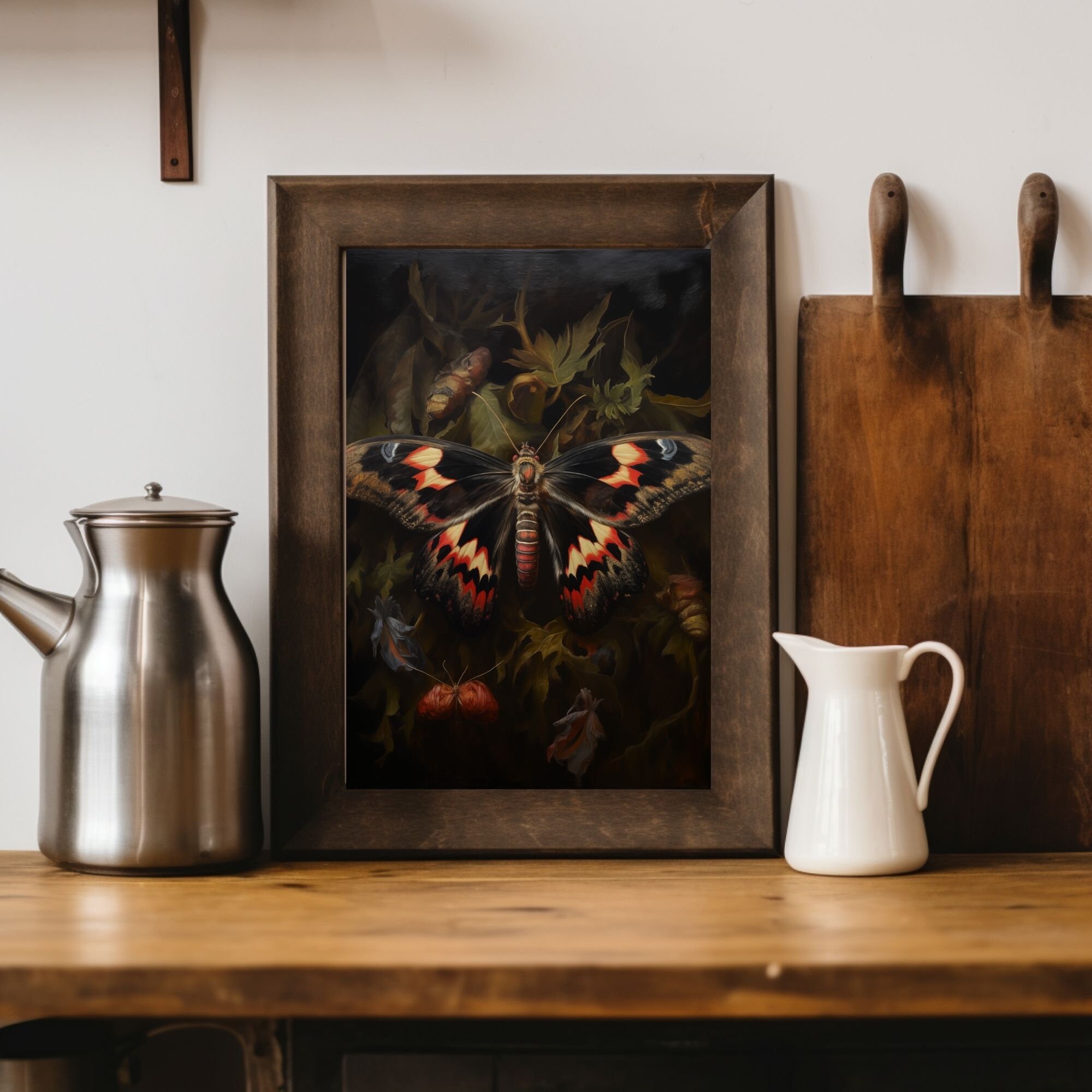 Goblincore Moth and Slug Print Dark Cottagecore Moth Printable Dark ...