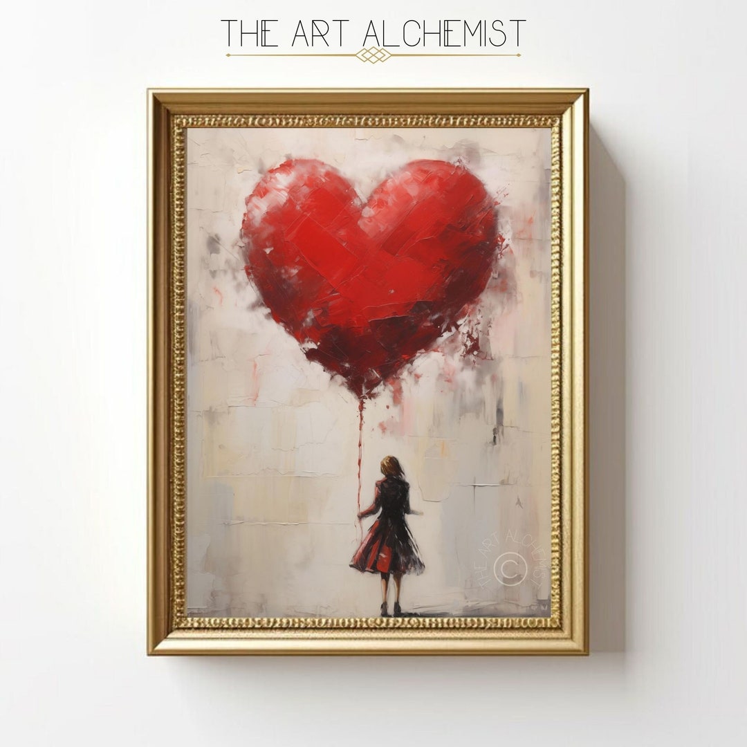 Valentines Day Red Heart Print Valentines Wall Art Valentines Decor ...
