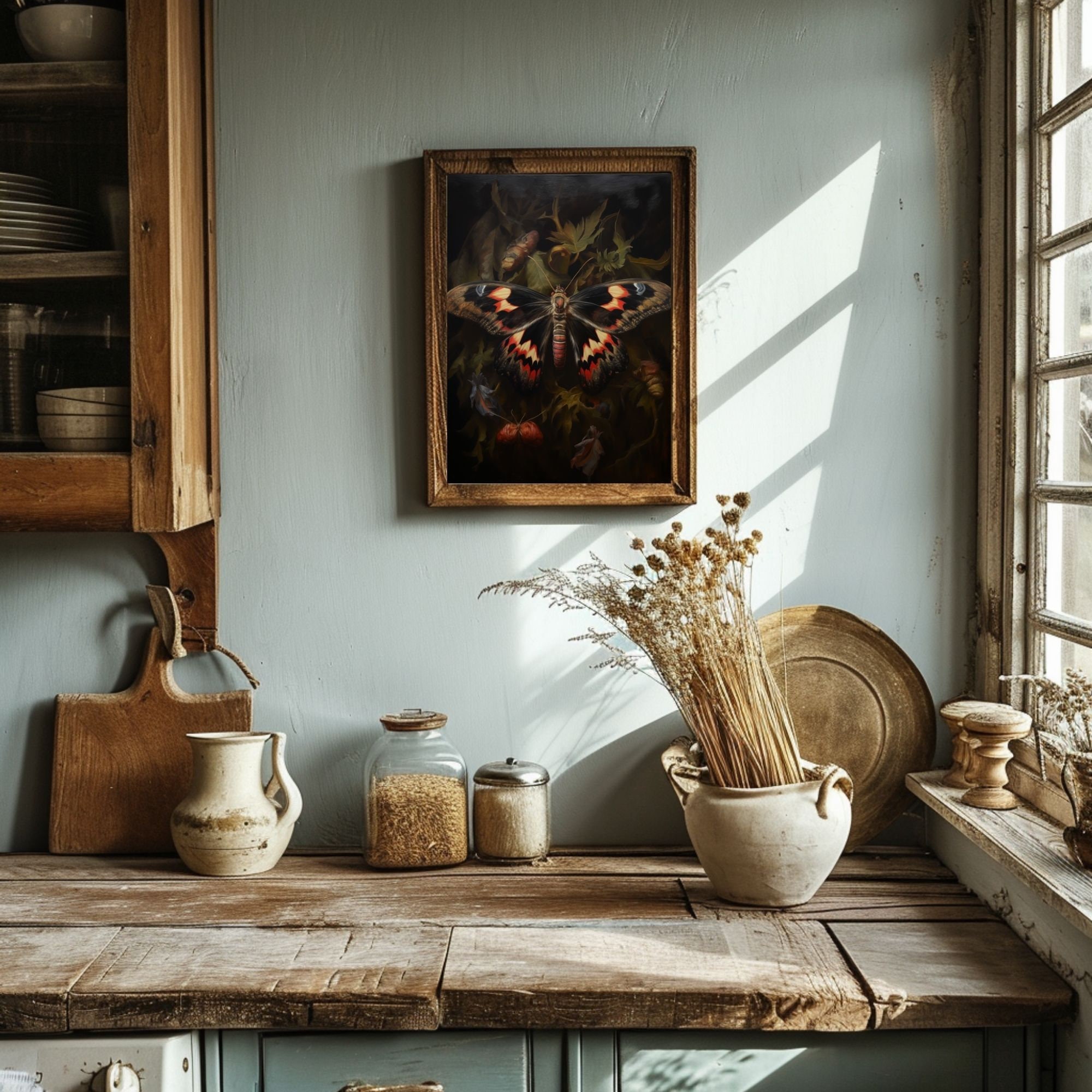 Goblincore Moth and Slug Print Dark Cottagecore Moth Printable Dark ...