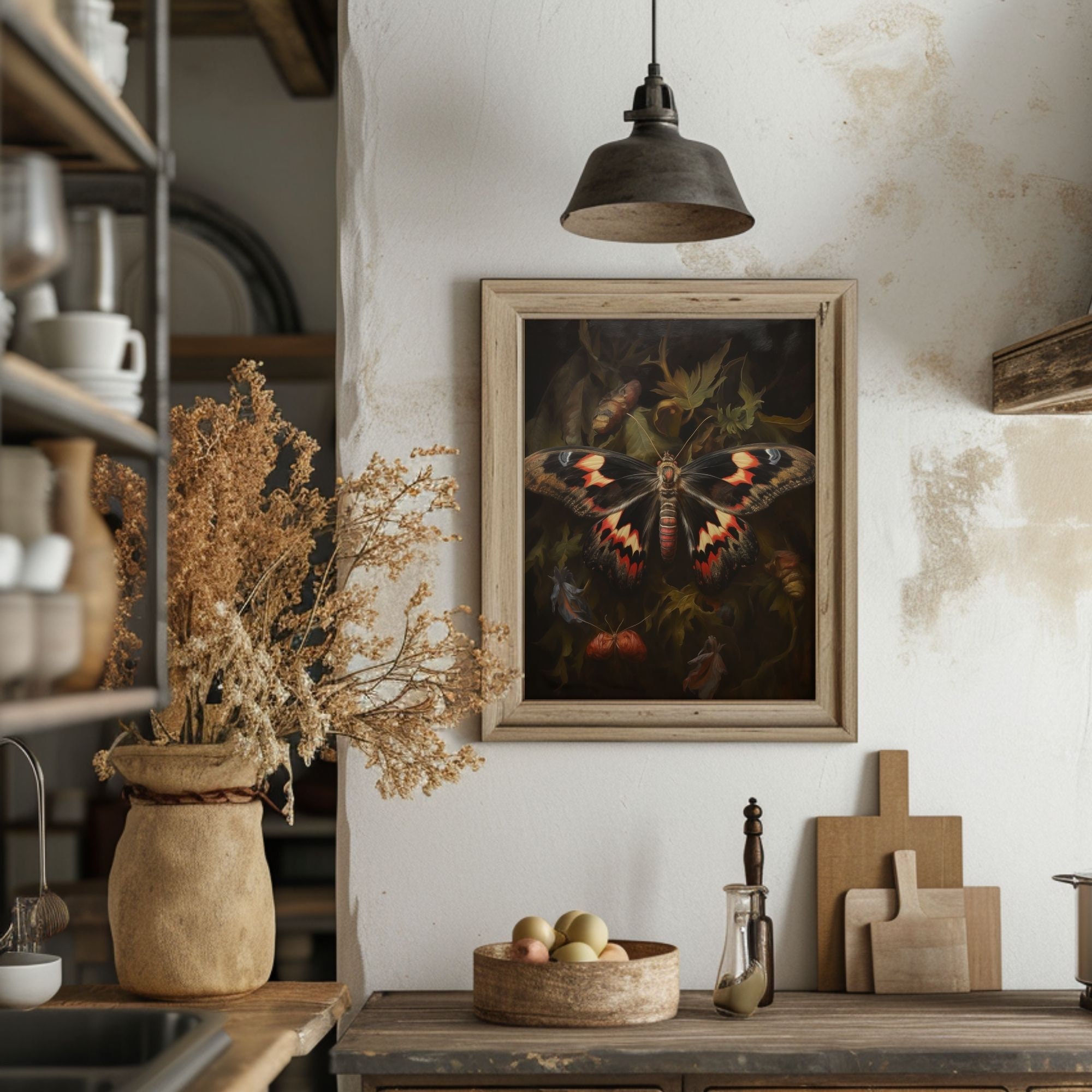 Goblincore Moth and Slug Print Dark Cottagecore Moth Printable Dark ...